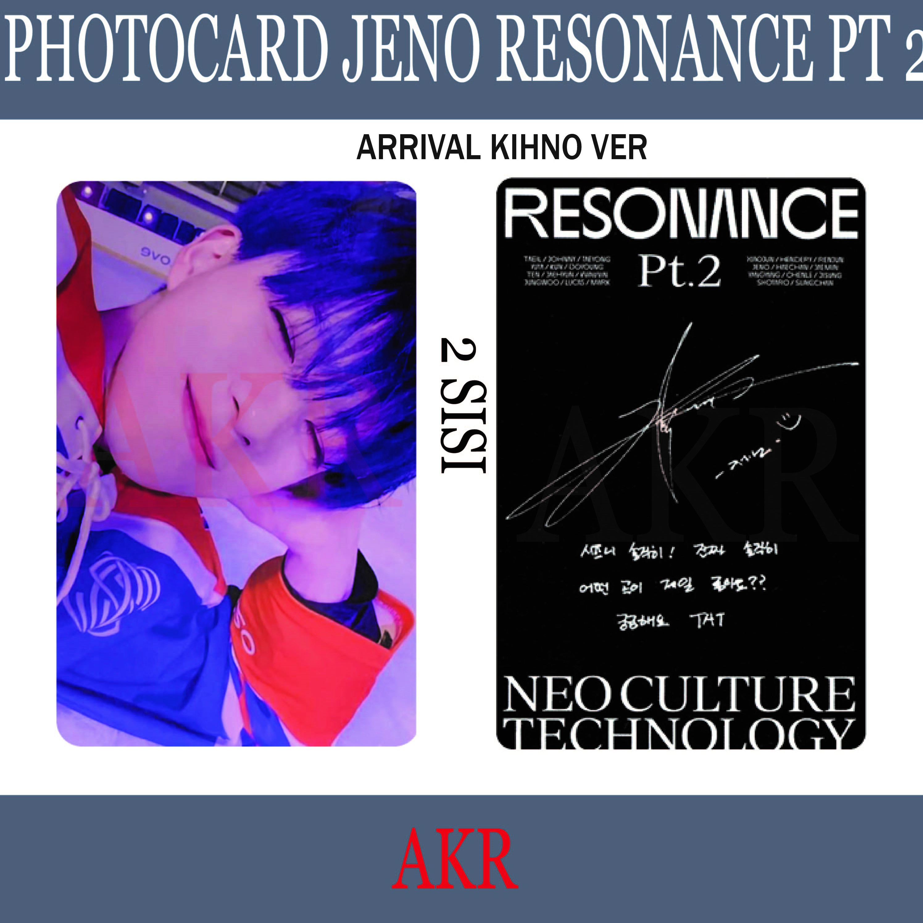 PHOTOCARD JENO RESONANCE PT 2 ARRIVALKIHNO VER OFFICIAL DESIGN , PC ...