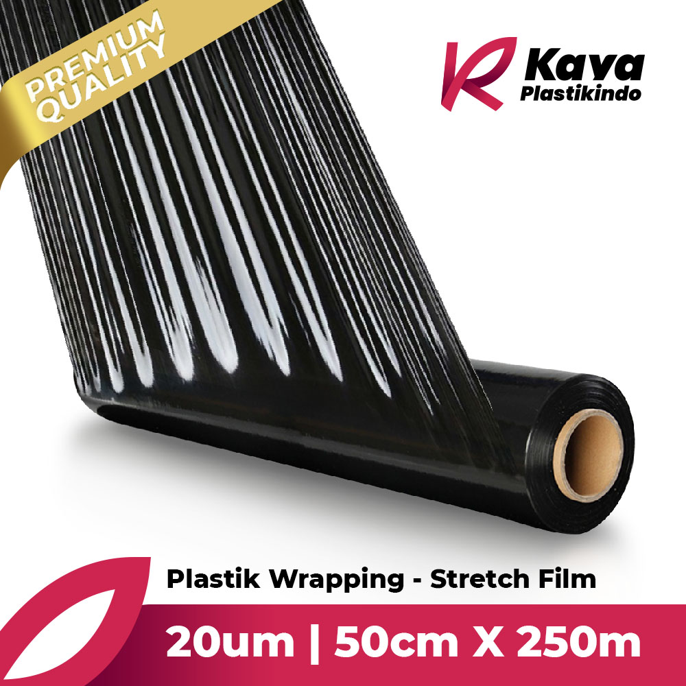 PREMIUM | Plastik Wrapping Stretch Film Hitam 20 micron | 50 cm ...