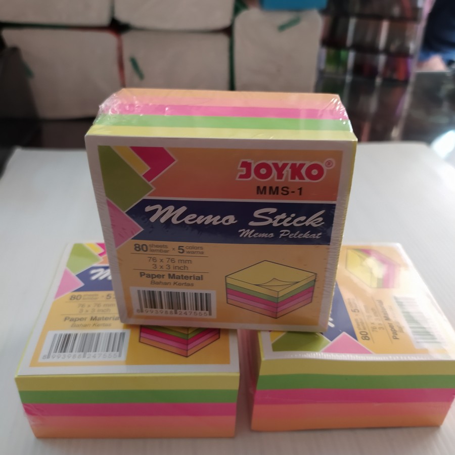 Memo Stick Joyko MMS - 1(76x76mm/3x3 inch 80 sheets x 5 kolour | Lazada ...