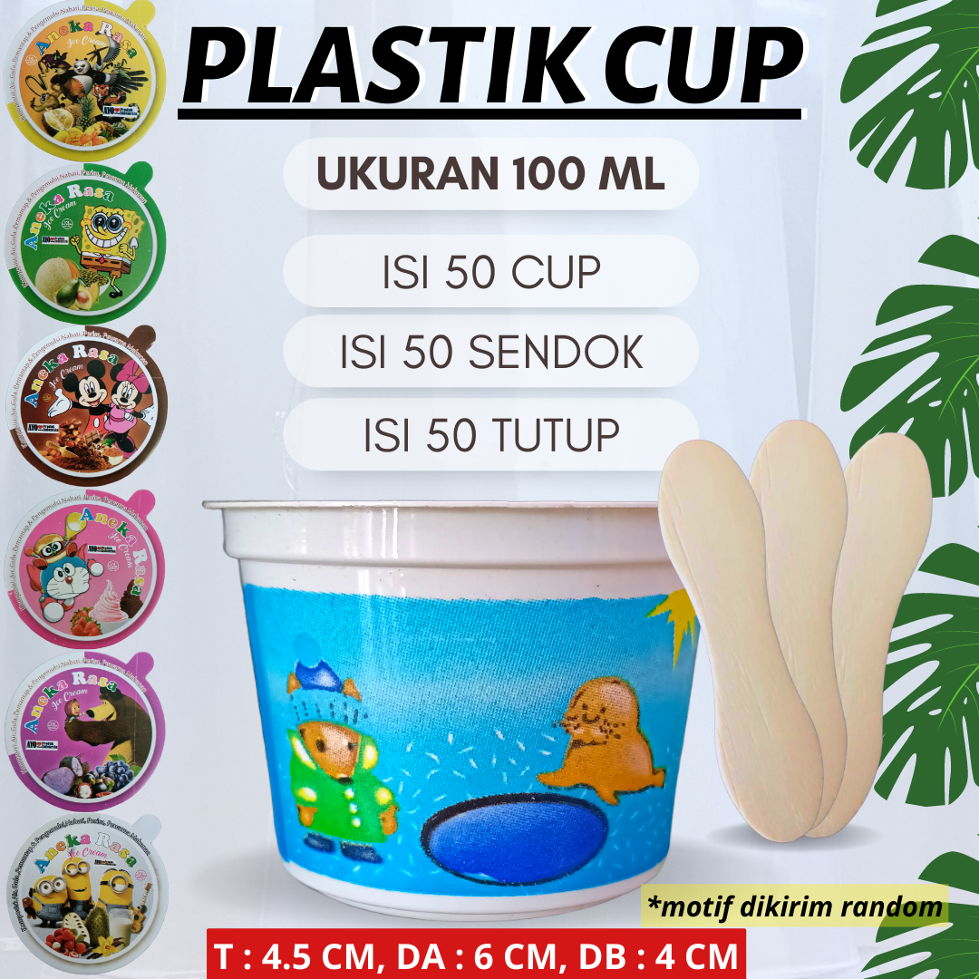 HARGA CUP PLASTIK ES - CUP KERTAS AISKRIM - CUP 100 ML MOTIF (CUP MOTIF ...
