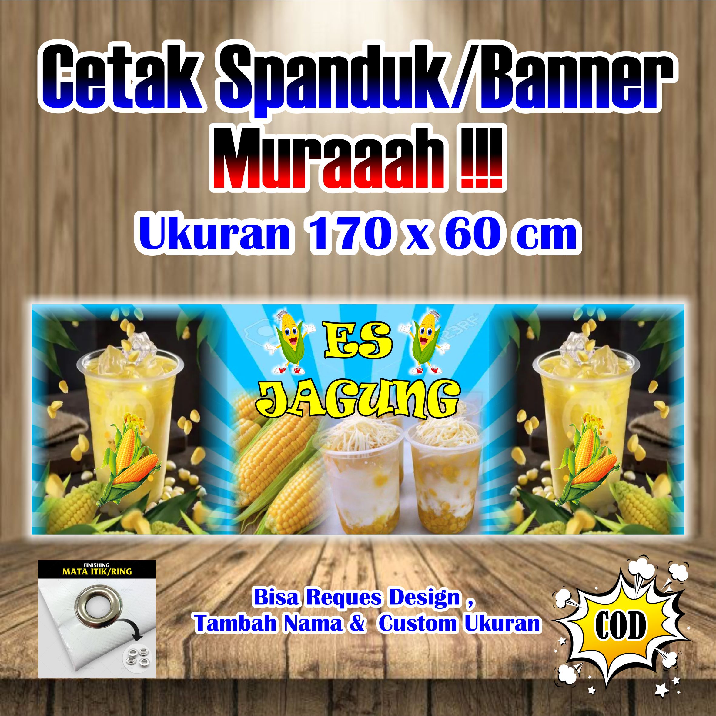 Spanduk Banner Es Jagung ukuran 170 cm x 60 cm | Lazada Indonesia
