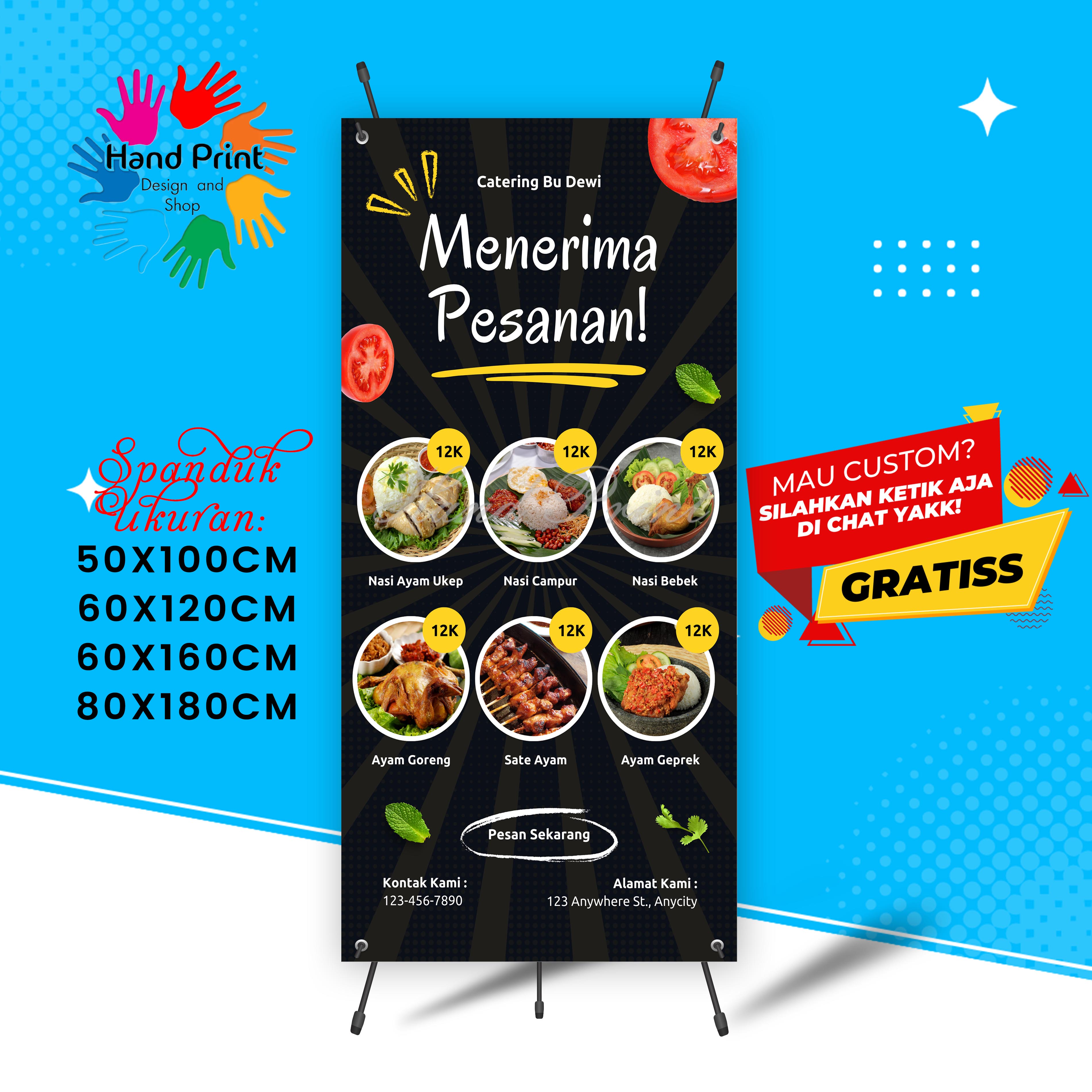 Cetak Spanduk Banner Jualan Makanan Nasi Ayam Warteg Hitam MMT Spanduk ...