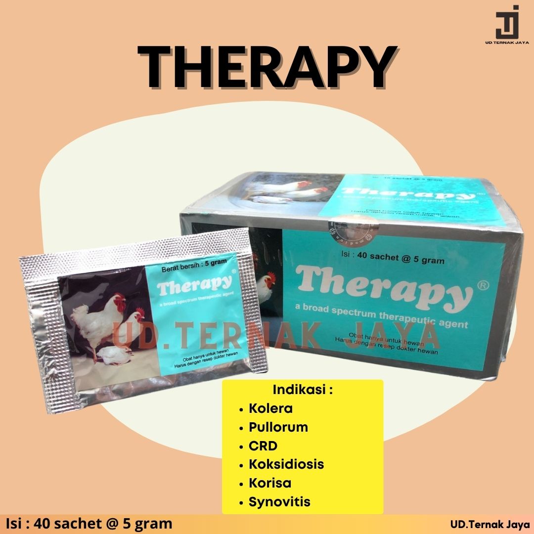 Therapy 1 box isi 40 sachet kemasan 5 gram obat antibiotik ayam Kolera ...