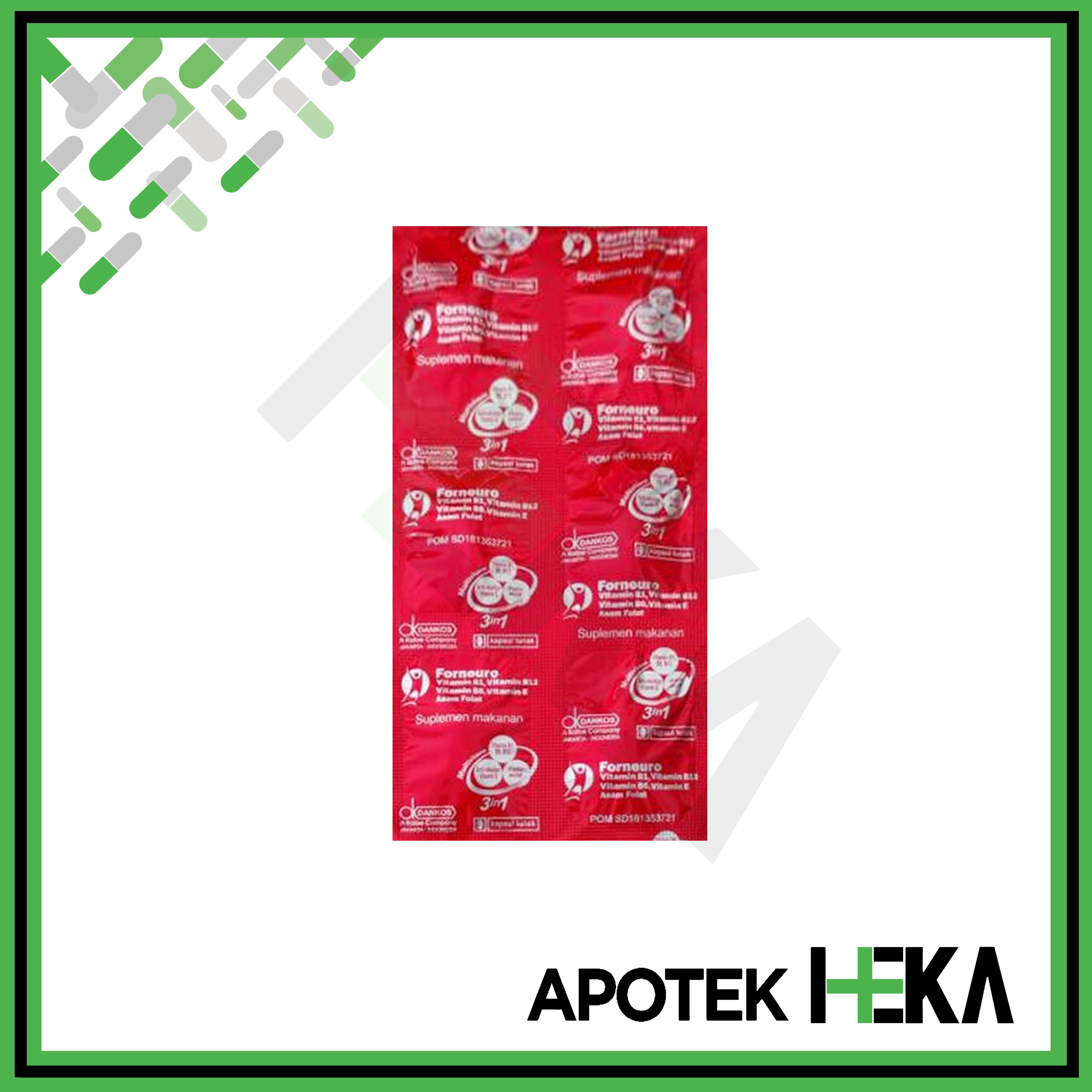 Forneuro Strip isi 6 Kapsul - Multivitamin B1 B12 B6 E Asam Folat ...
