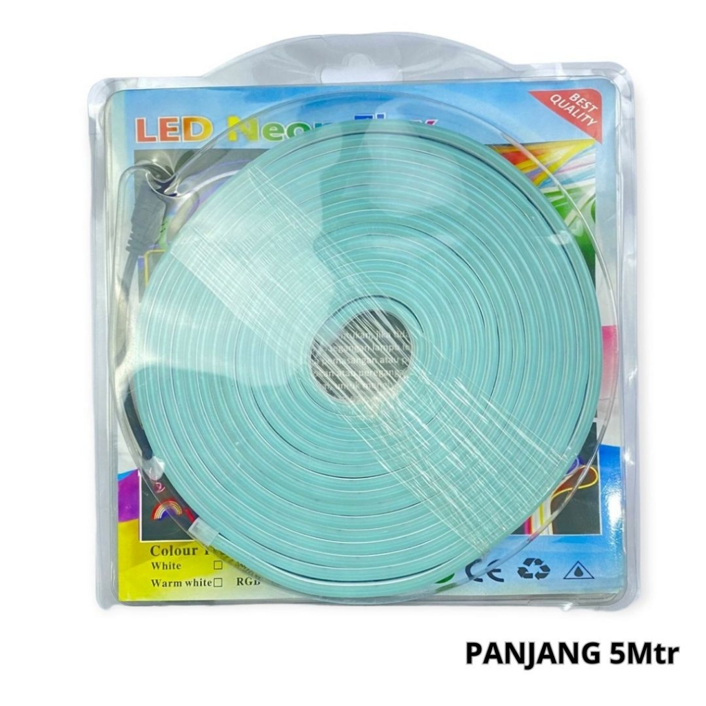 Lampu Neon Flex LED Strip Selang Panjang 5M DC 12V Waterproof DIY ...