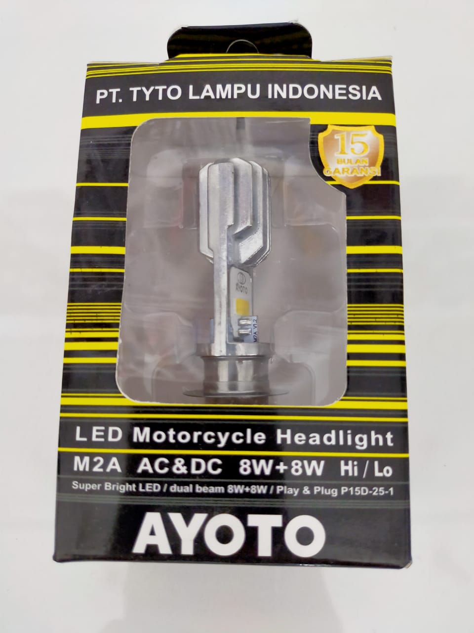lampu LED AYOTO soket H6 matic bebek Hi Lo 16 w 2 mata AC DC AYOTO M2A 100% Original PT.TYTO ...