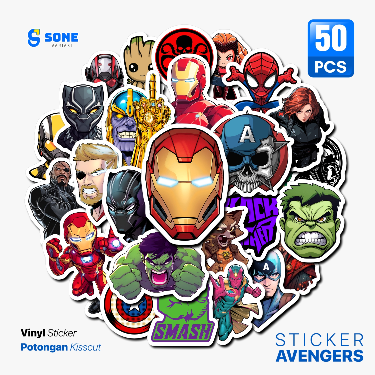 50pcs Stiker Avengers | Sticker Avengers | Stiker Marvels | Sticker ...
