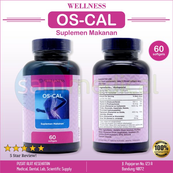 WELLNESS OS CAL VITAMIN KALSIUM KESEHATAN TULANG JANTUNG GIGI GUSI ...