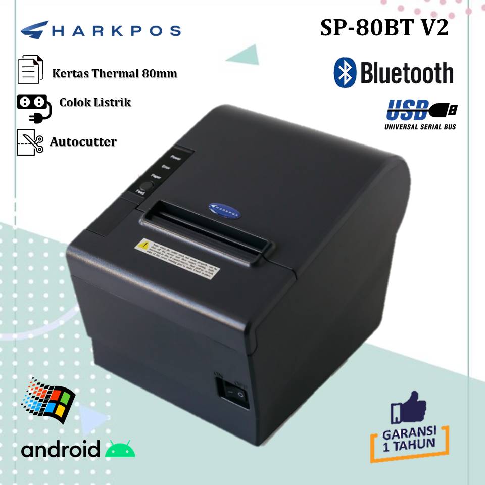 Printer Kasir Thermal Sharkpos SP 80BT SP80BT V2 80MM USB Bluetooth ...