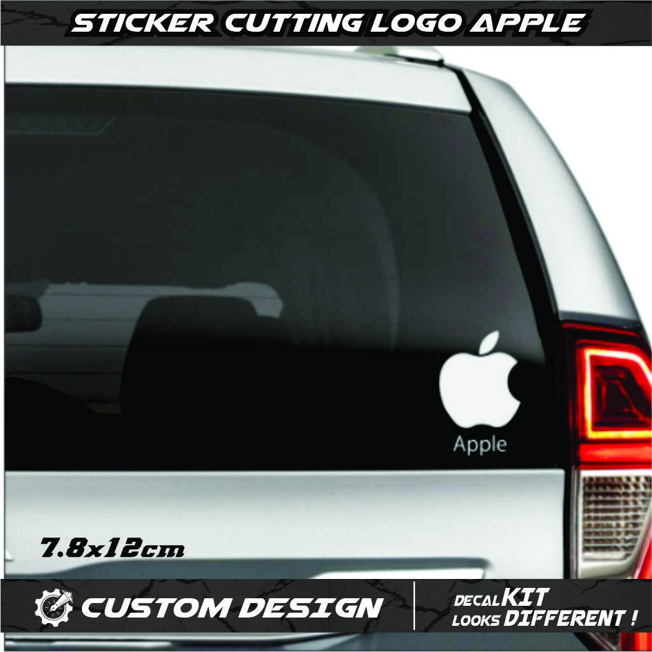 STIKER CUTTING LOGO APPLE STICKER MOTOR MOBIL LAPTOP HP KACA MOBIL ANTI ...