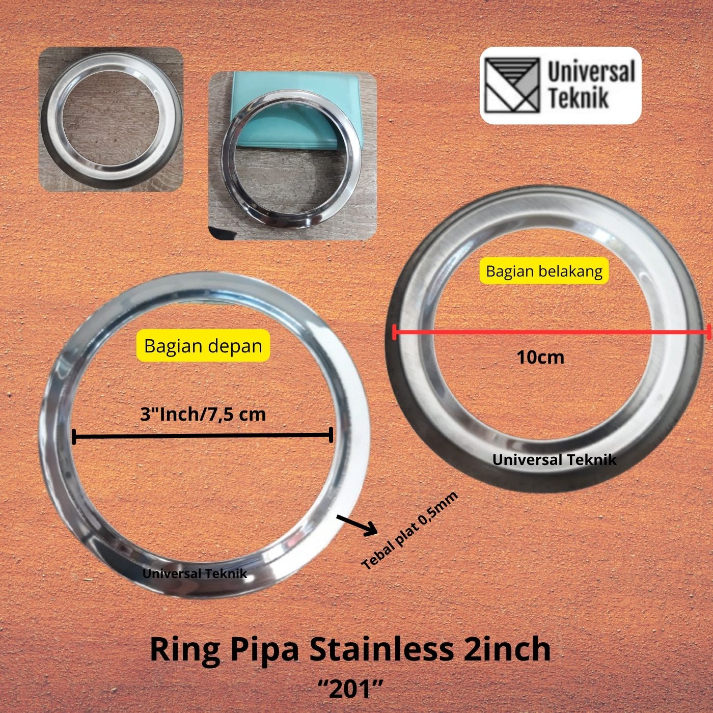 Tapak pipa Ring pipa stainless Steel Tangga 3" inch "201" | Lazada ...