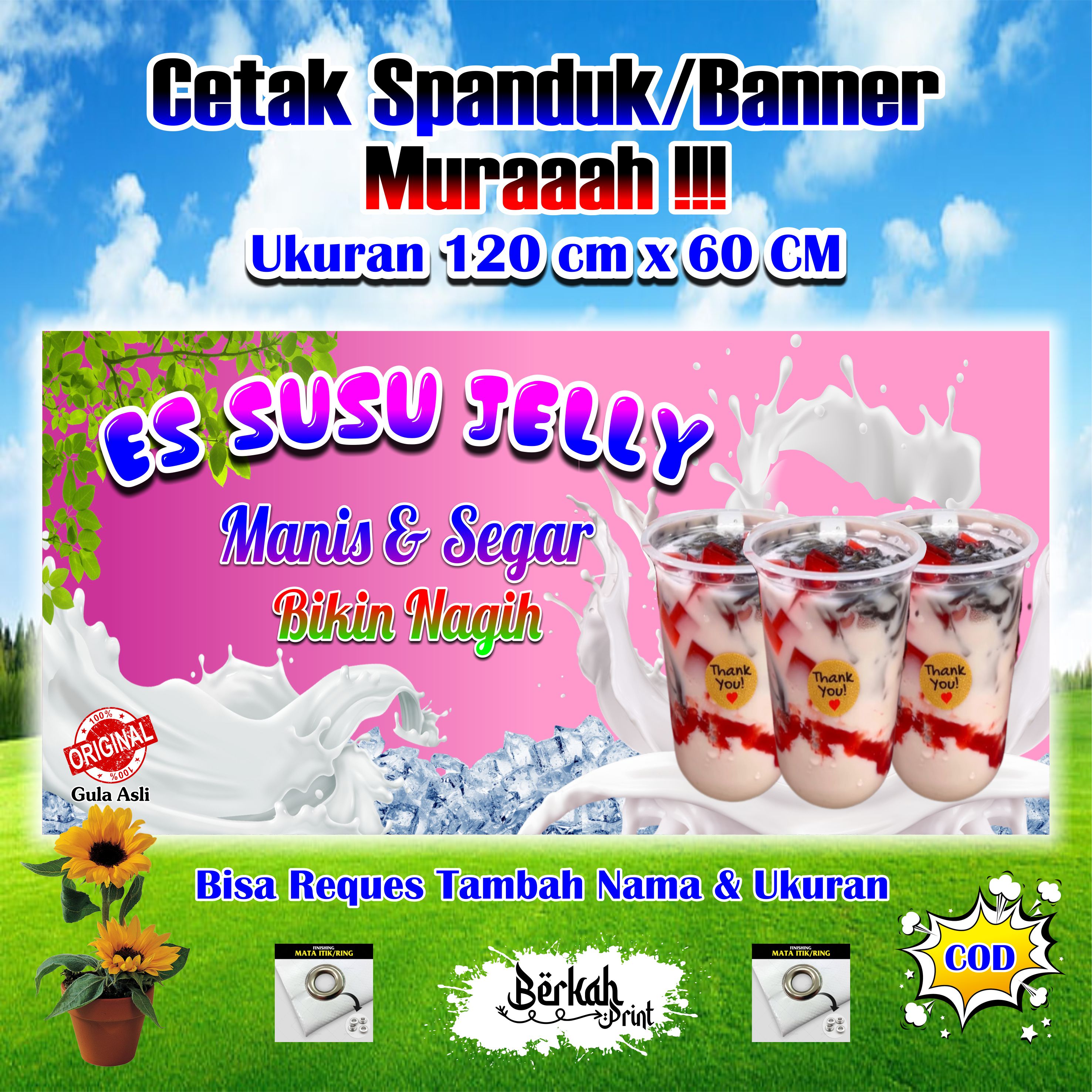 Spanduk Banner Es Susu Jelly Ukuran 120 cm x 60 cm | Lazada Indonesia