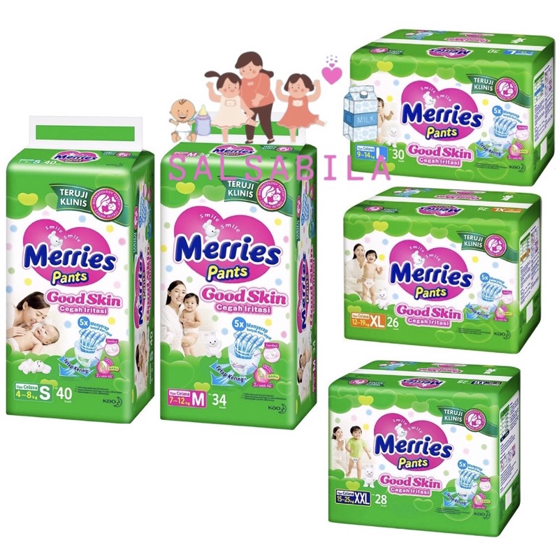 MERRIES S L M XL XXL / S40 L30 M34 XL26 XXL28 | Lazada Indonesia