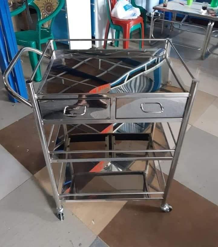 Trolley Instrumen Troli Instrumen 3 Rak Susun Laci Bahan Stainless ...