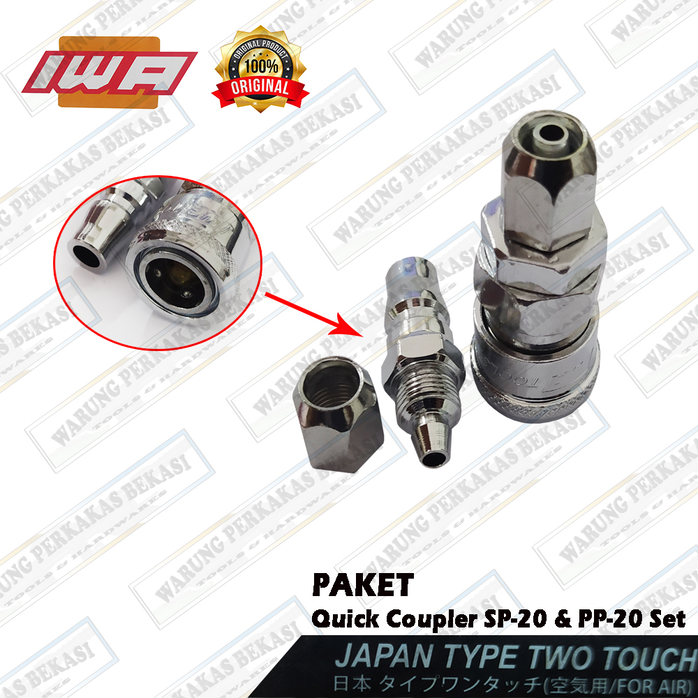 IWA 1 Set SP20 PP20 Quick Coupler Nepple Niple Cewe Cowo Sambungan ...