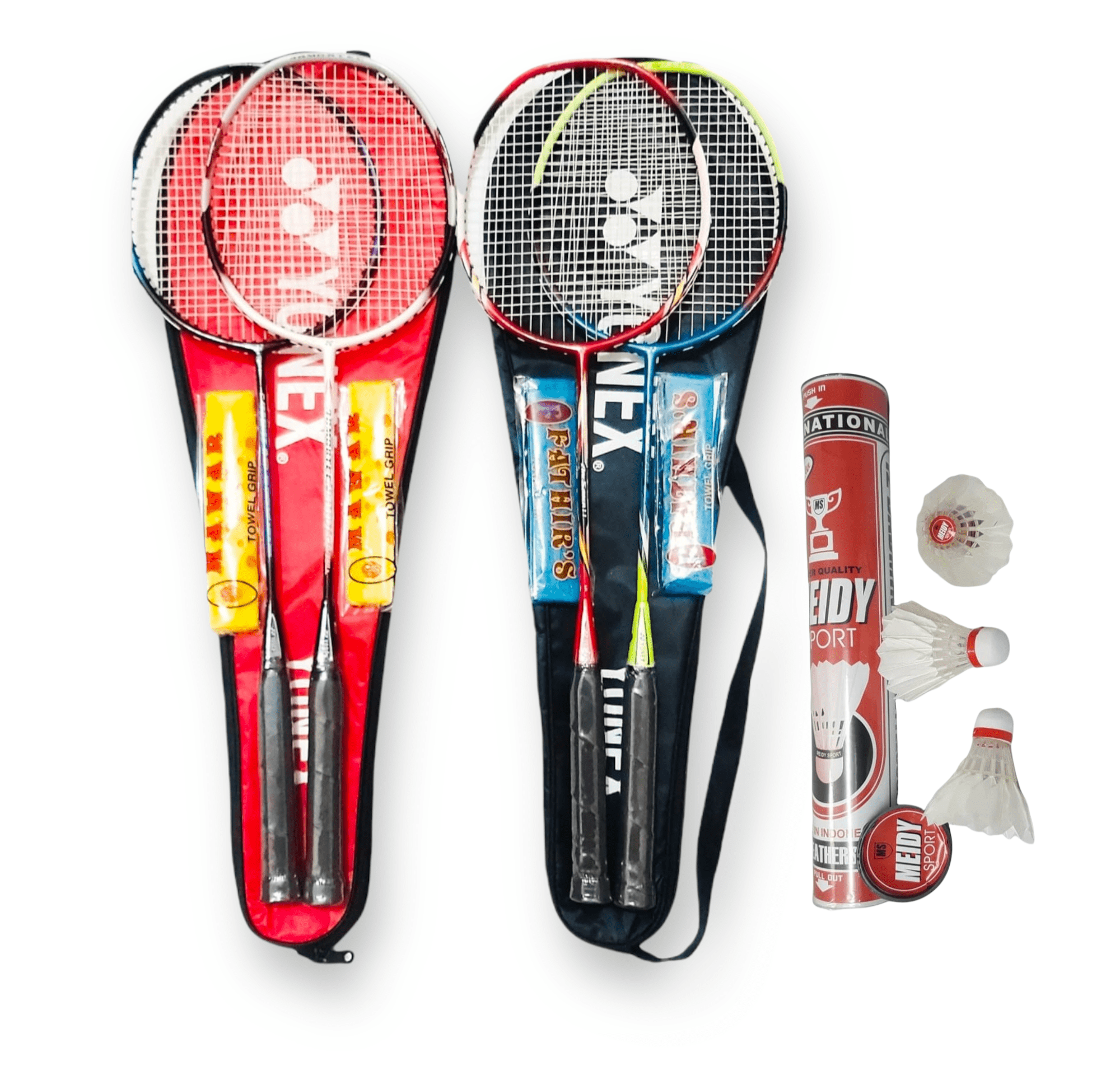 RAKET BADMINTON ISI 2 {PAKET LENGKAP} ISI DUA + TAS + GRIP + KOK ...