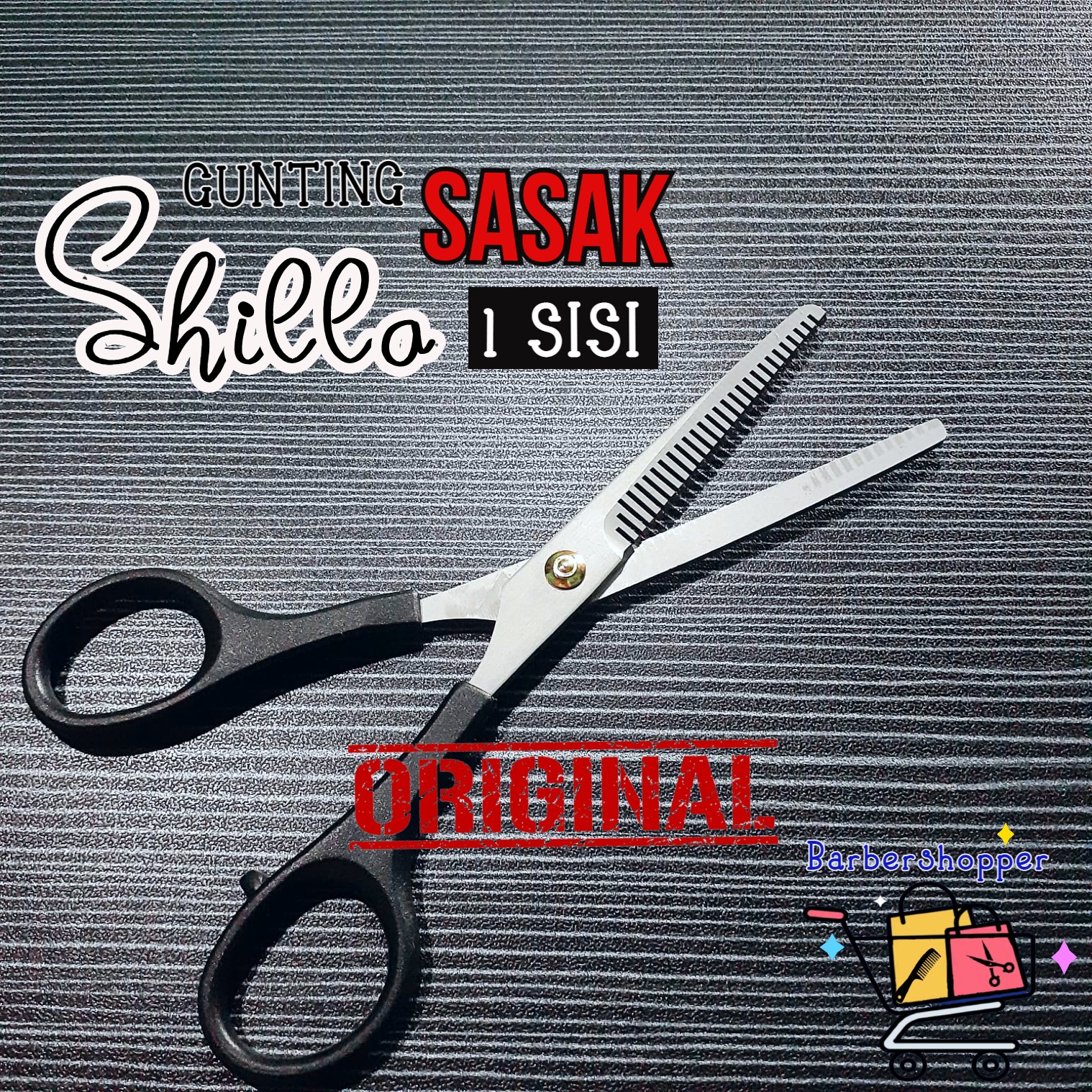 GUNTING SHILLA SASAK 1 SISI HITAM ELEGAN ORI DAN TAJAM - BARBERSHOPPER ...