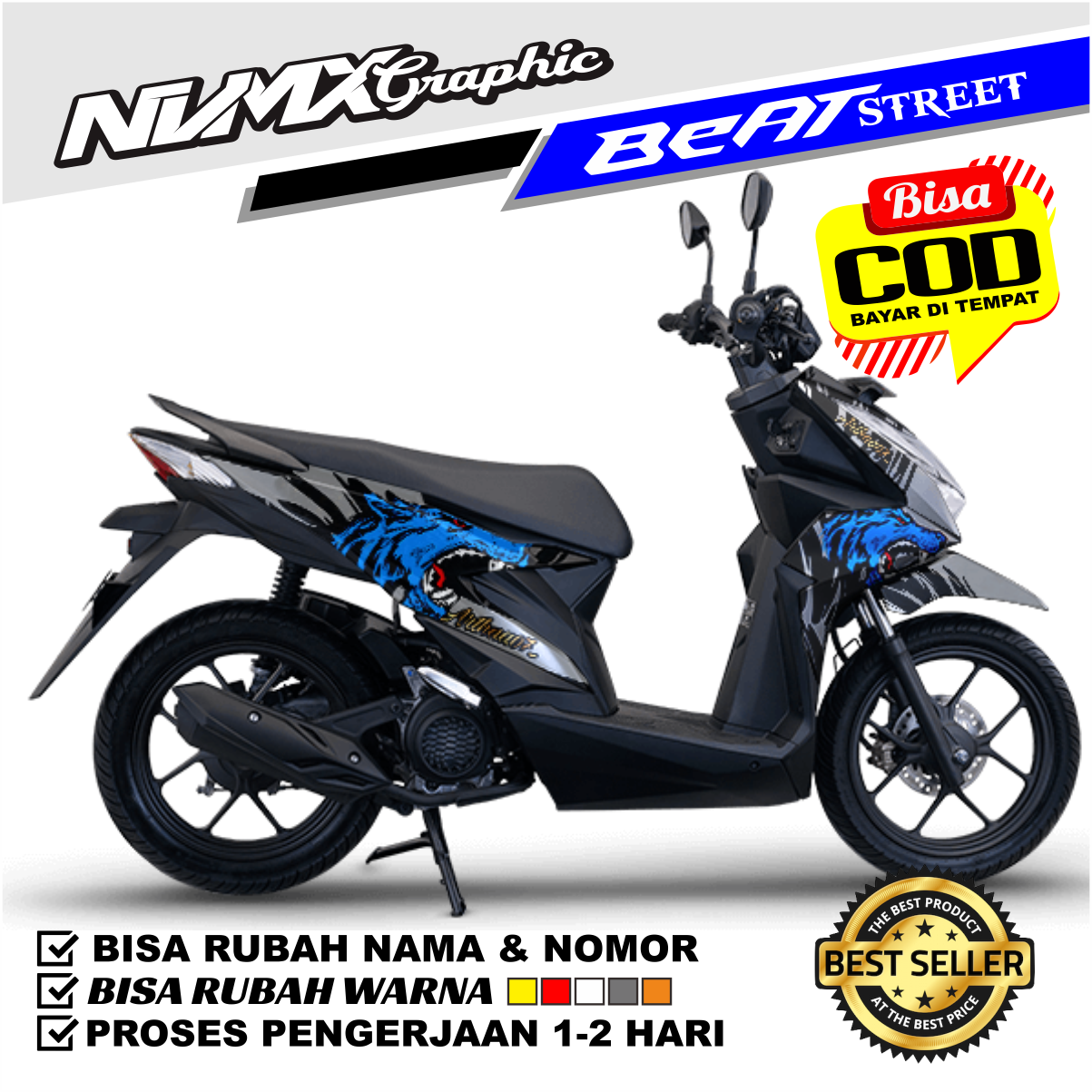 STIKER VARIASI BEAT STREET WOLF BIRU/DEKAL BEAT STREET MEDIUM CUSTOM ...