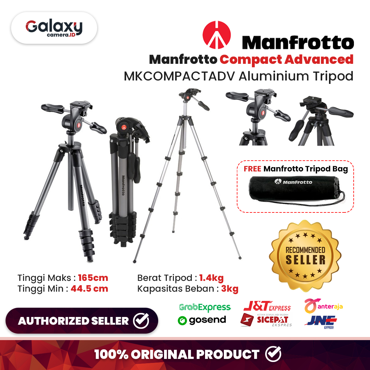 Manfrotto Compact Advanced Tripod | Lazada Indonesia