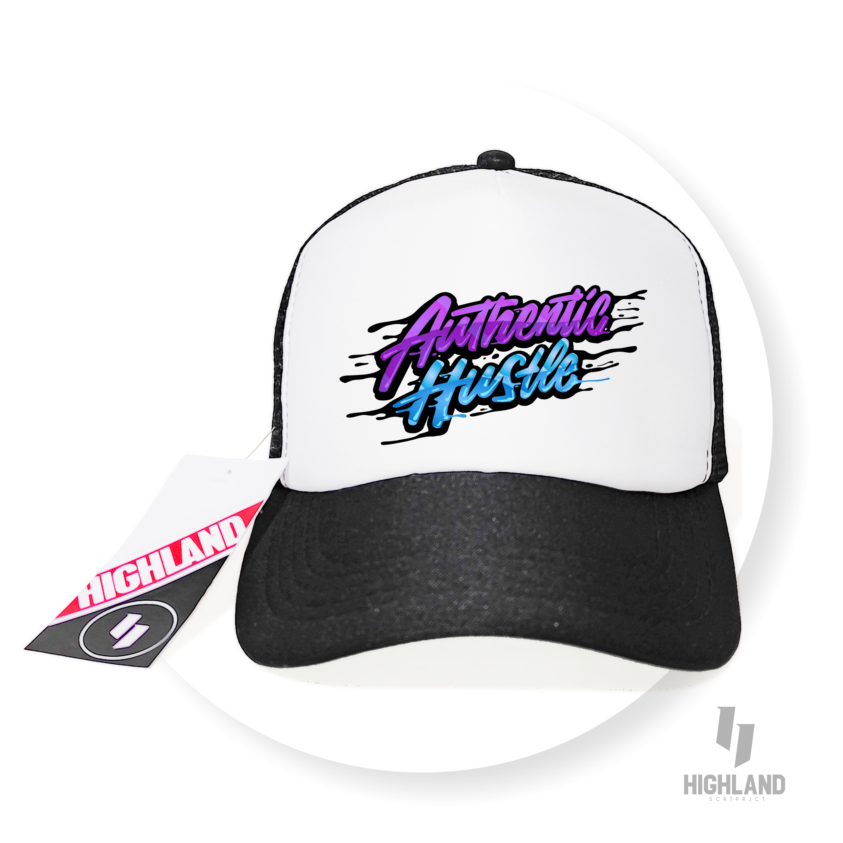 HIGHLAND Trucker Hat - Topi Jaring Hitam Putih AUTHENTIC HUSTLE ...