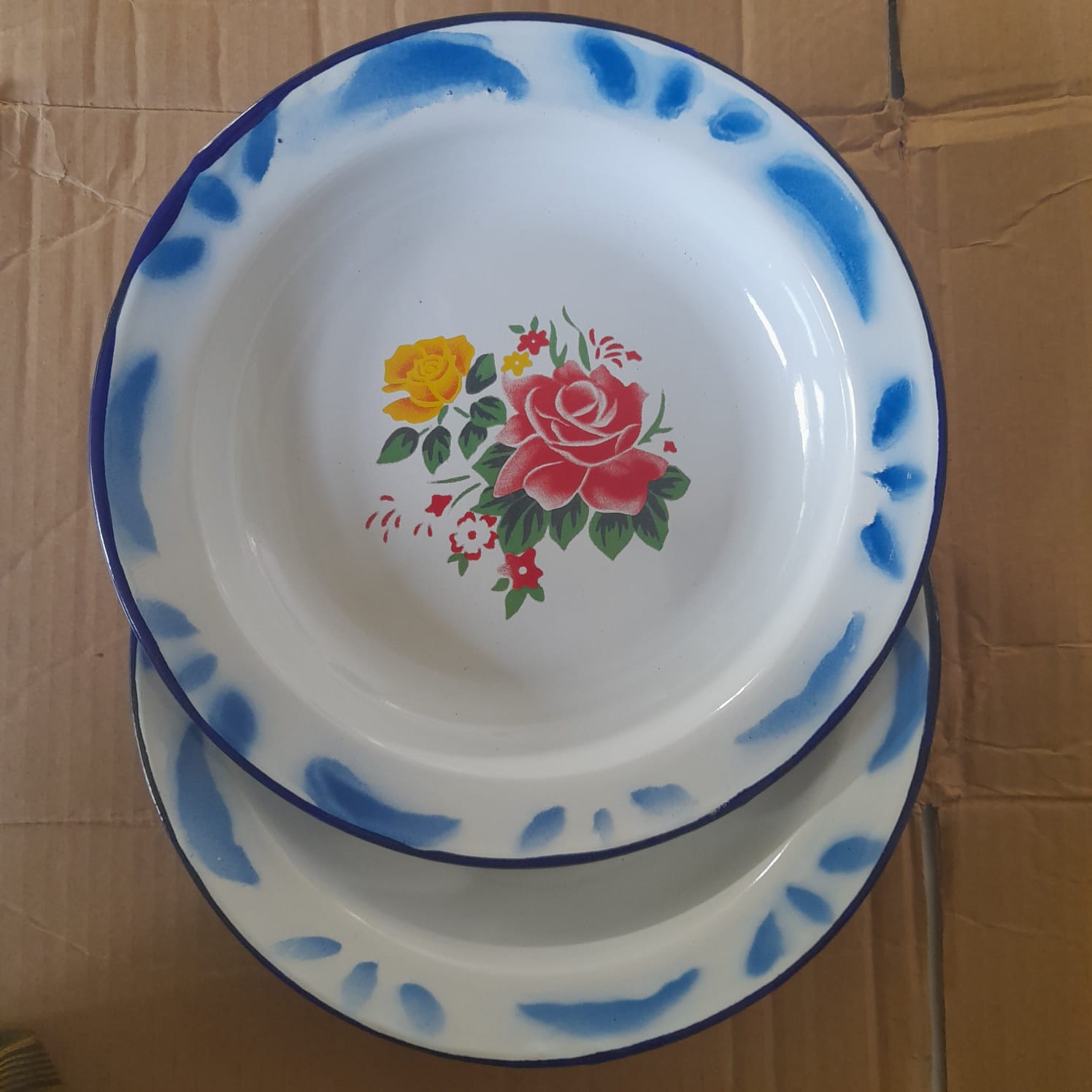 Piring Seng Jadul tebal 1 Lusin 12 Pcs piring enamel 22 CM Murah ...