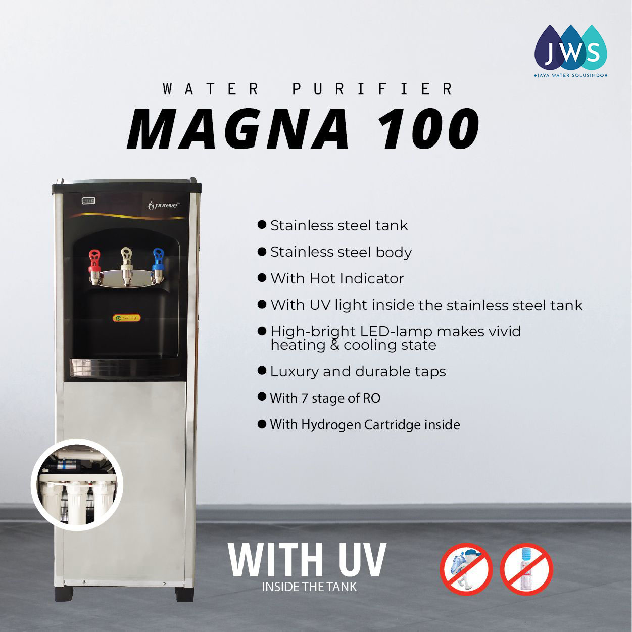 WATER PURIFIER REVERSE OSMOSIS DISPENSER MAGNA 100-POU - Filter Air ...
