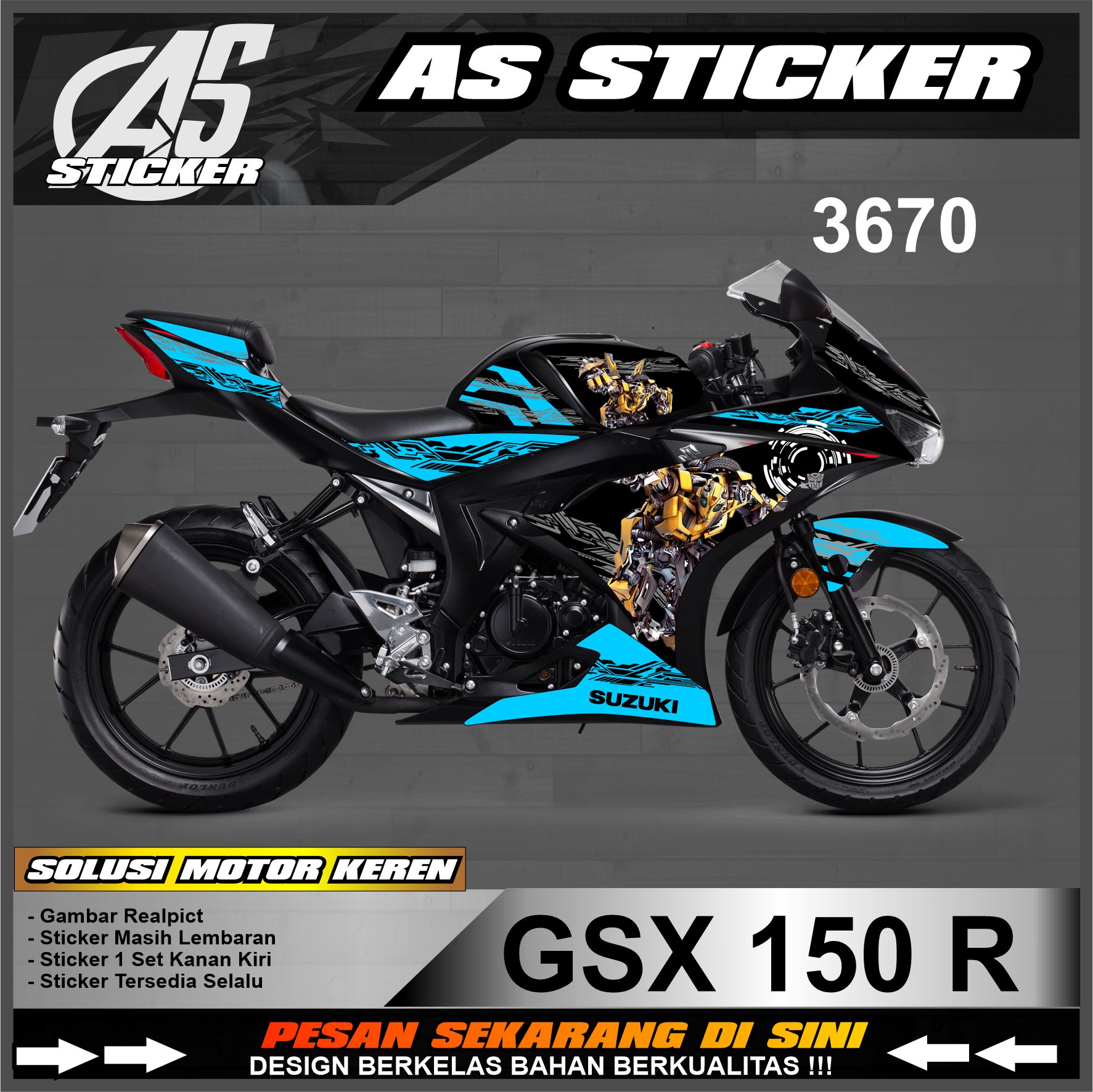 3670a STRIPING STICKER MOTOR SUZUKI GSX 150 R STIKER DESAIN ...