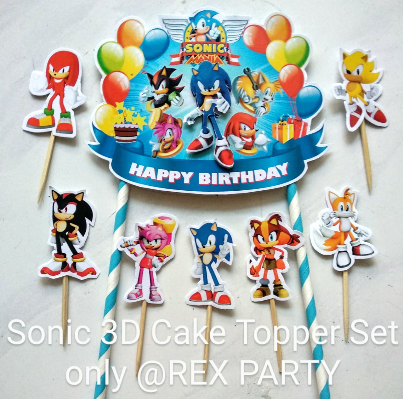 Sonic The Hedgehog Cake Topper/Topper Kue Sonic/Topper 3D Birthday ...