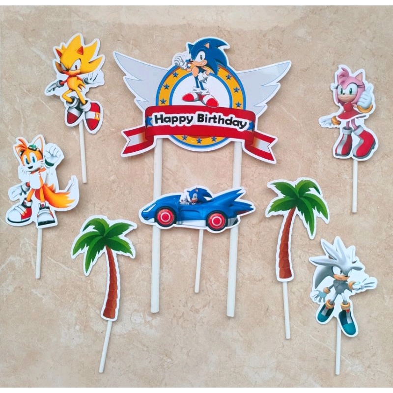 hiasan kue ulang tahun cake topper karakter Super Sonic | Lazada Indonesia