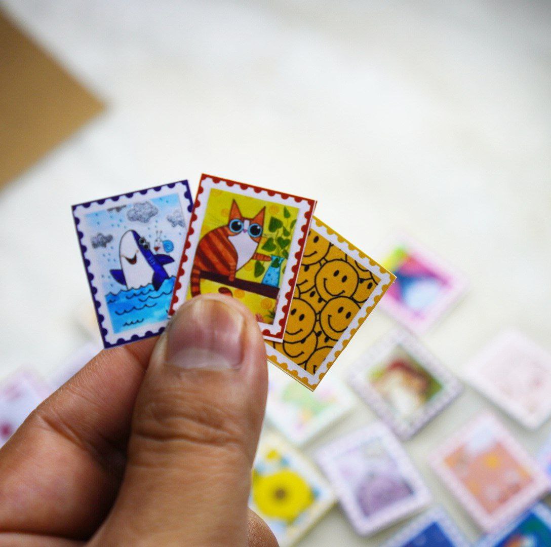001 perangko stiker model perangko aesthetic ( harga per 10 pcs ...