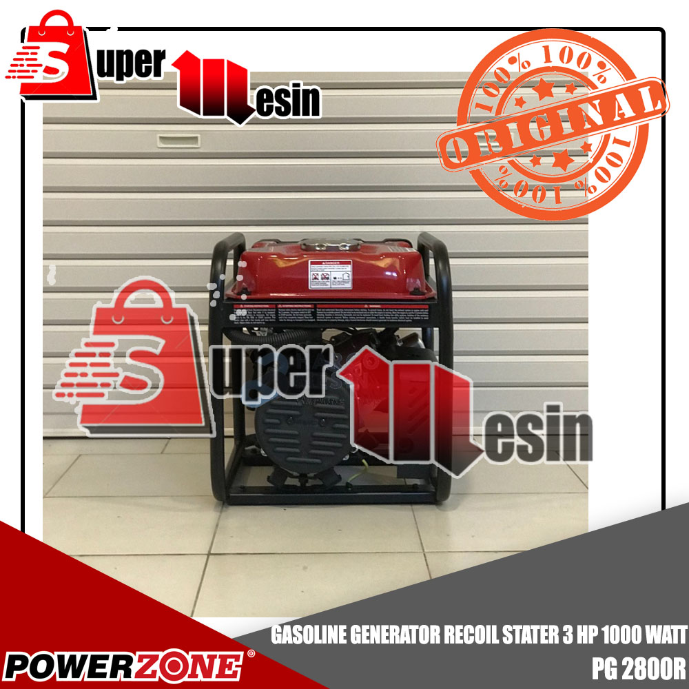 Genset Bensin 1000 Watt Powerzone Gasoline Generator recoil stater PG ...