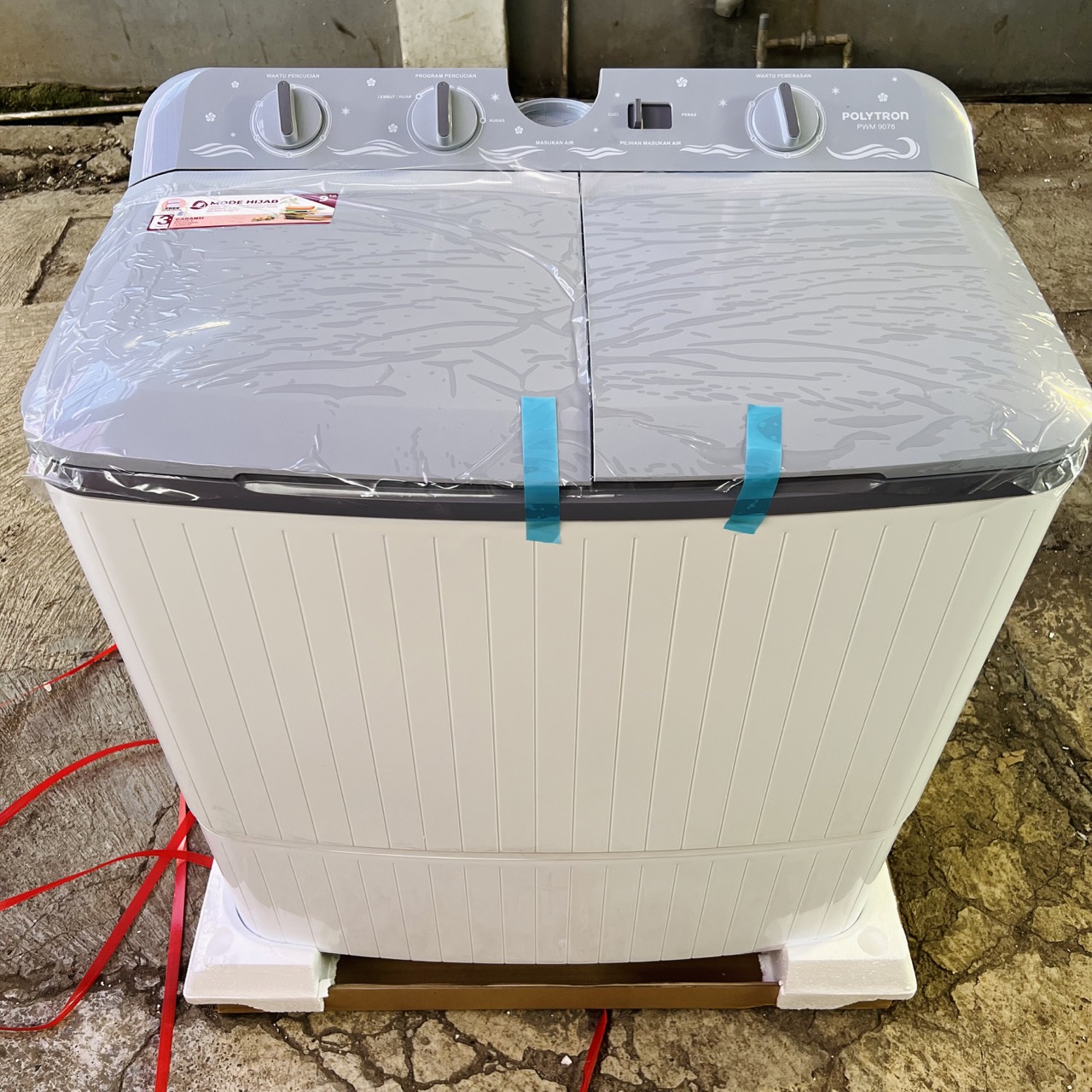 POLYTRON Mesin Cuci 9kg PWM9076 Original Garansi Resmi Twin Tub Washing ...