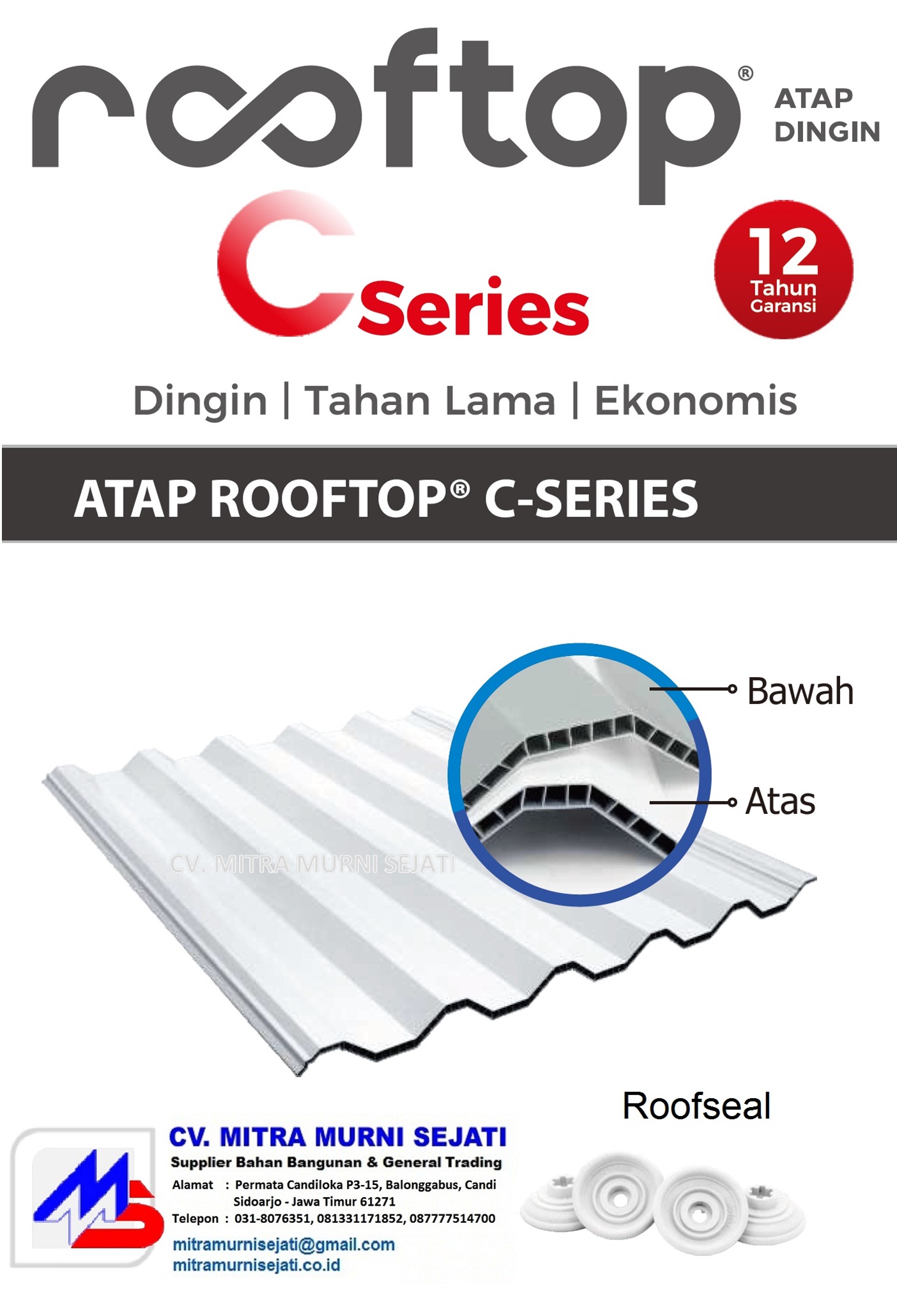 Atap UPVC Rooftop C-Series panjang 5 meter cocok buat canopy rumah ...