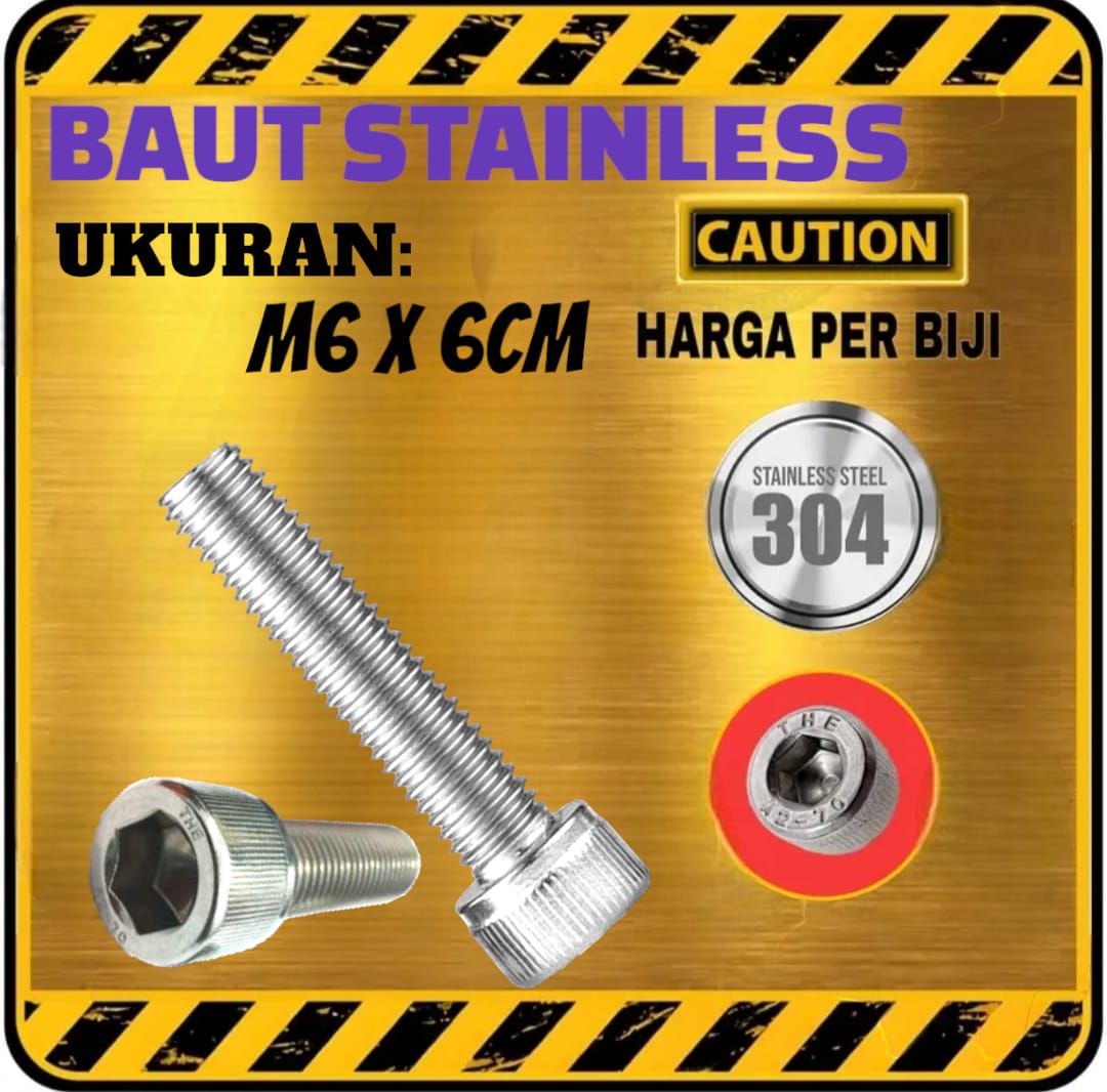 BAUT STAINLESS BLOK MOTOR/BAUT BLOK MESIN/BAUT BLOK MOTOR/BAUT 6/KUNCI ...