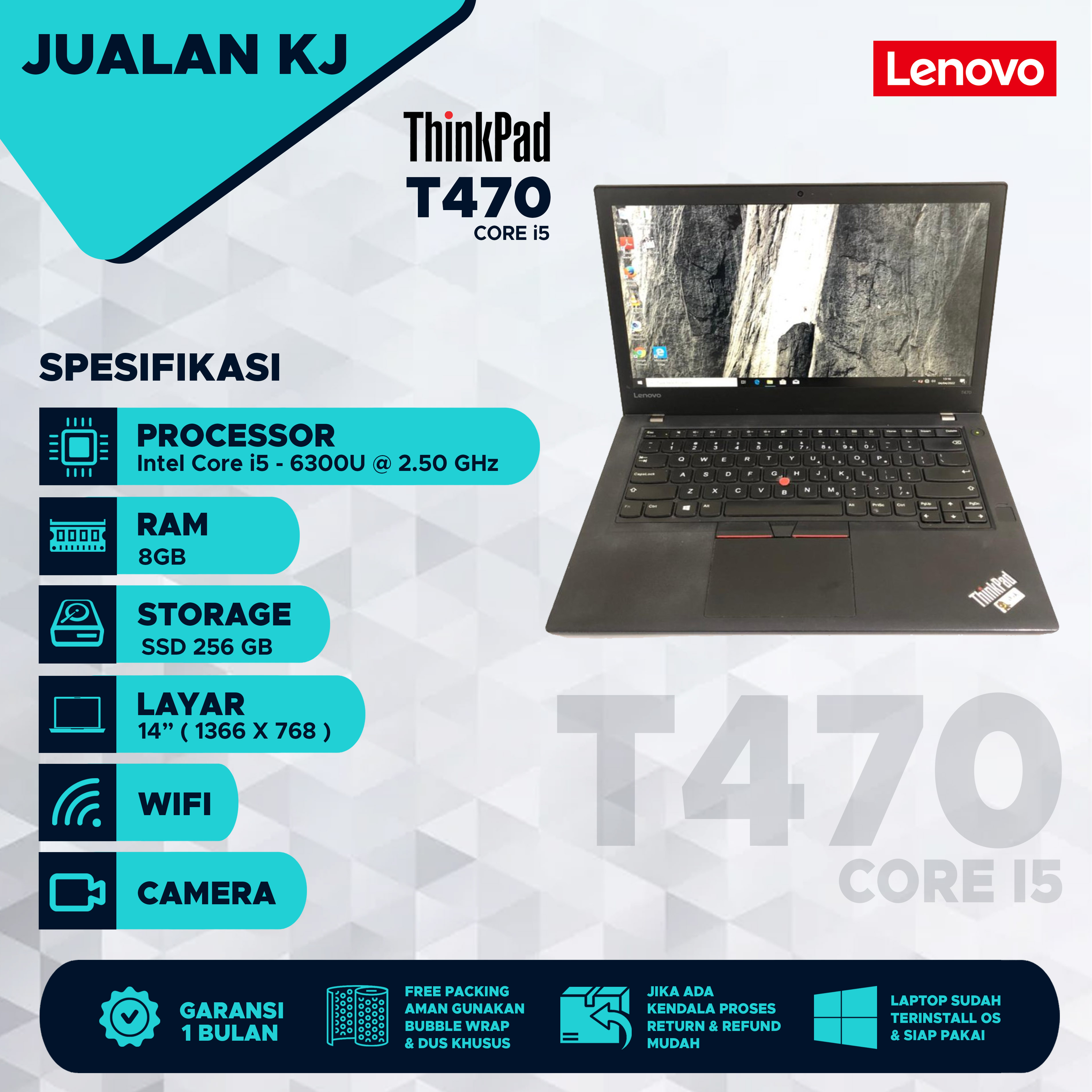 Laptop Lenovo Thinkpad Slim T470 Core i5 Like New Harga Murah | Lazada ...