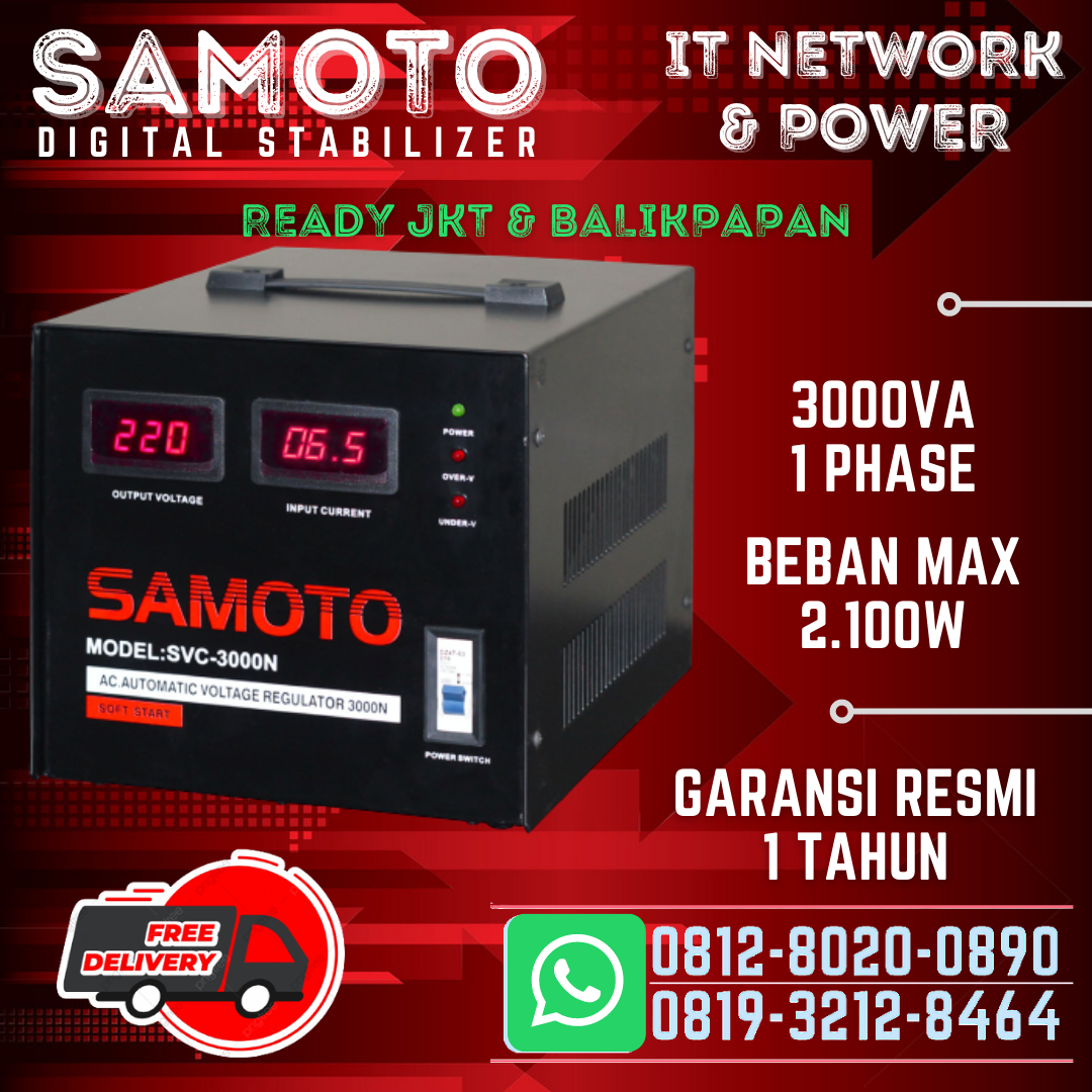 STABILIZER SAMOTO 3000VA / SMT3000N STAVOLT STABILISER LISTRIK 3000VA ...