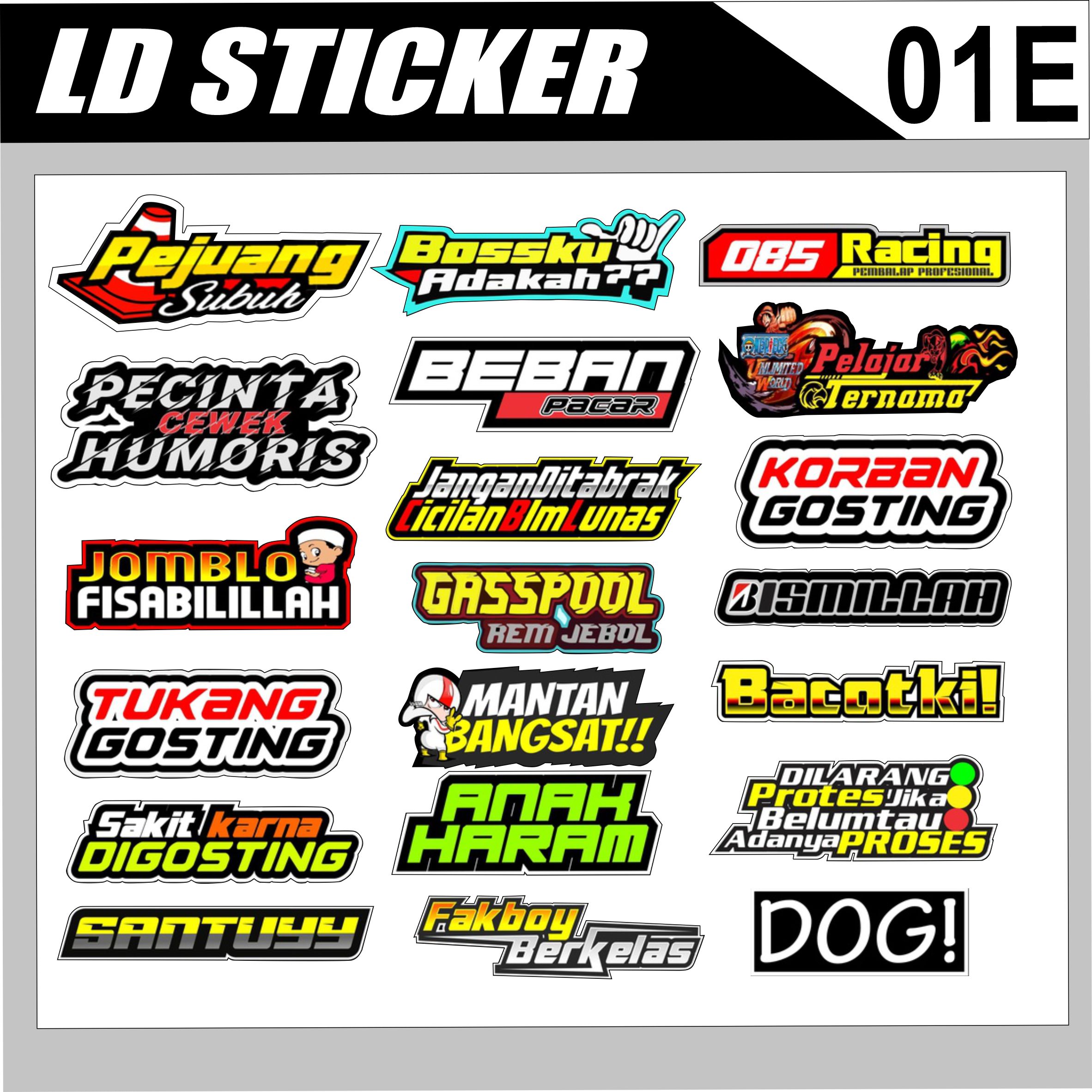 01E Sticker Kata-Kata Pack Jumlah 20 Sticker Pack Logo, Kata Plus ...