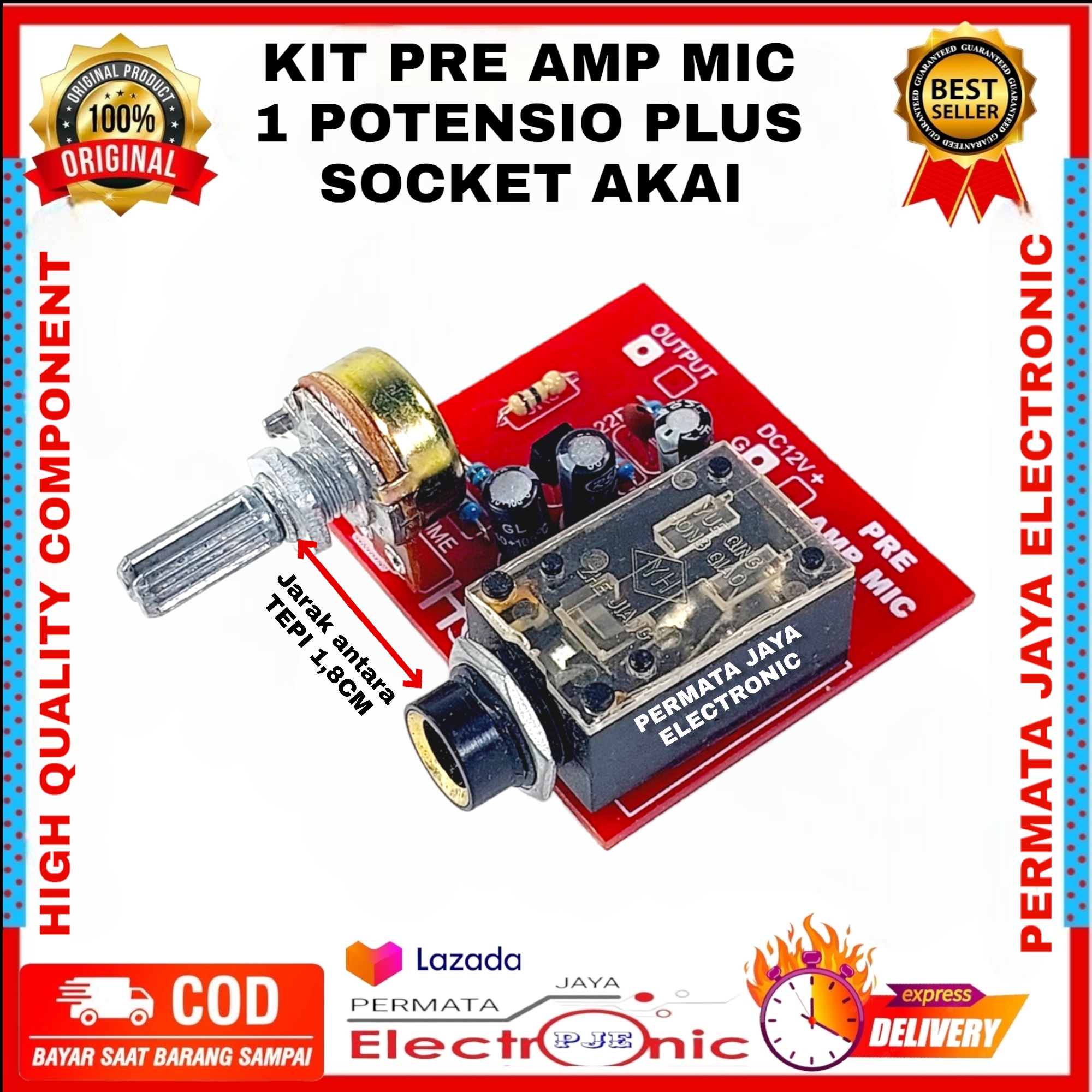 KIT PRE AMP MIC 1POTENSIO PLUS SOCKET AKAI | Lazada Indonesia