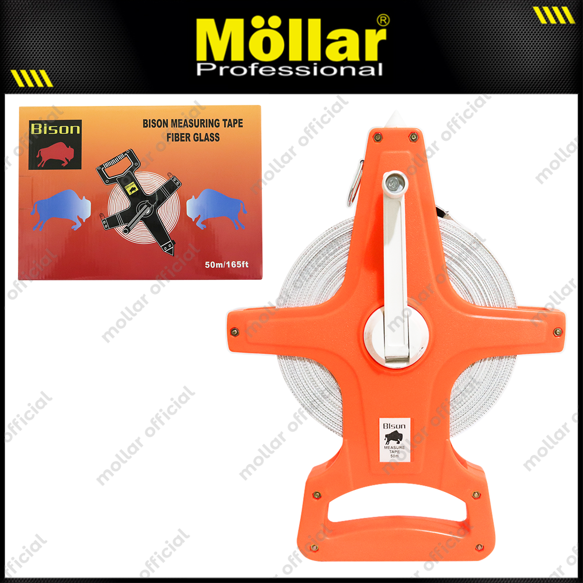 BISON Meteran Tanah 50 Meter Roll Meter T Alat Ukur Jalan Gulung ...