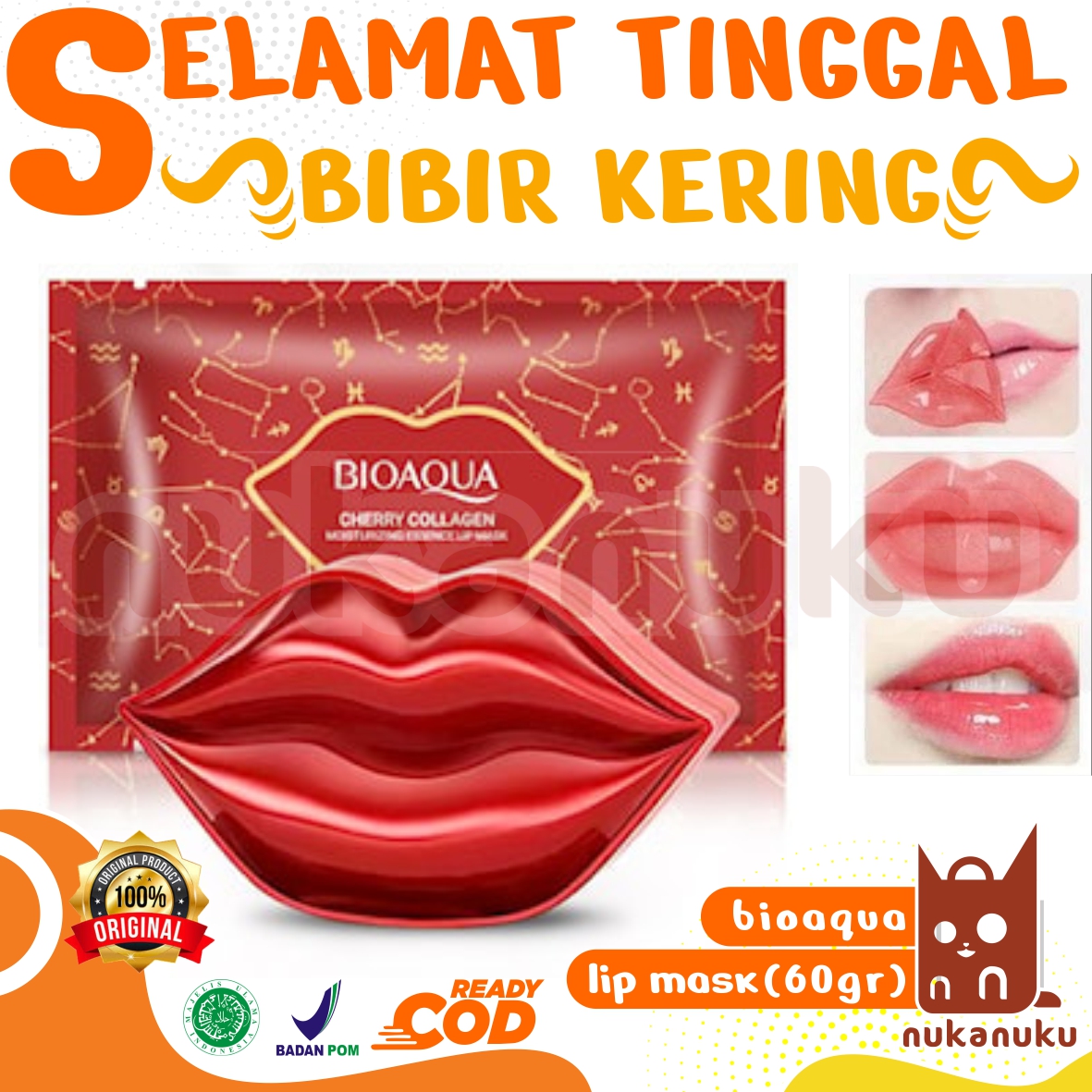 NUKANUKU - [BPOM] BIOAQUA Cherry Collagen Lip Mask 6gr / Masker Bibir ...