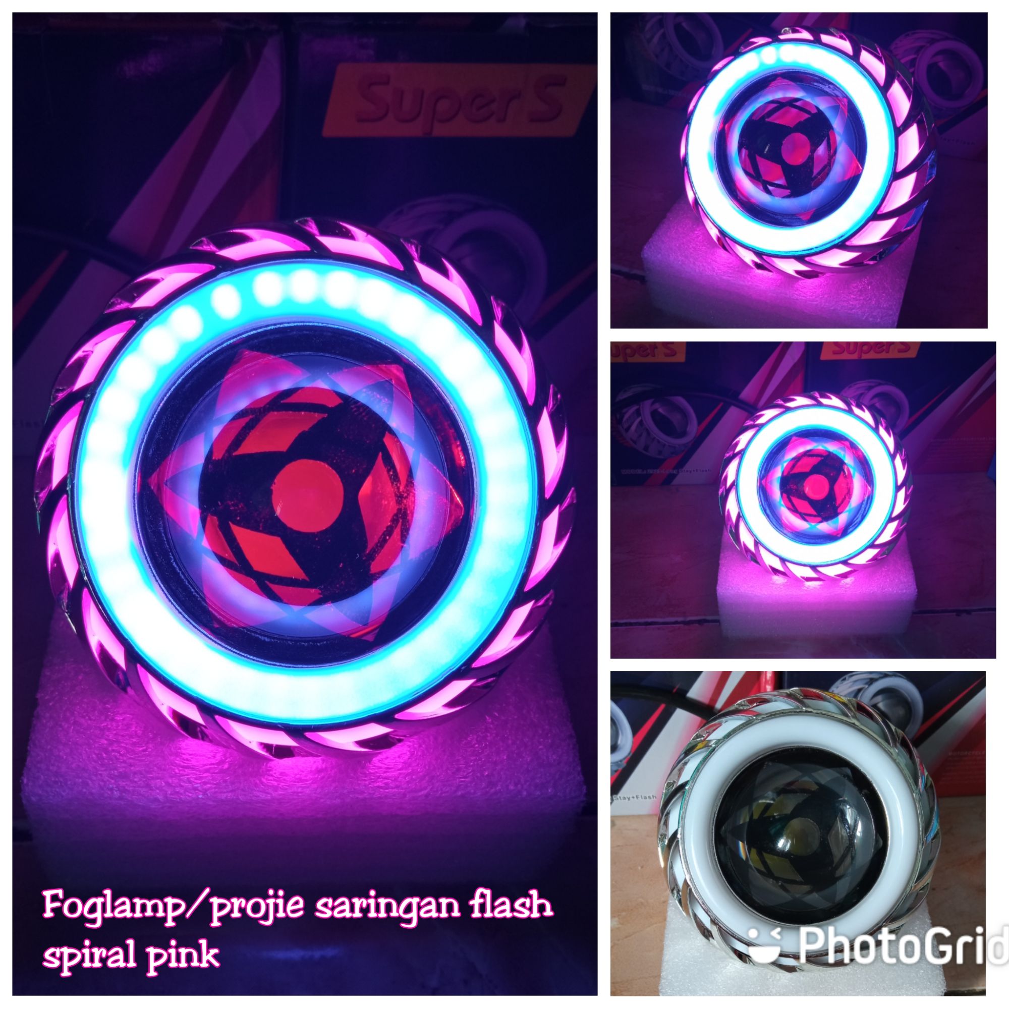 PROJIE LED SHARINGAN FLASH SPIRAL MERAH/PINK UKURAN 3,5 INCHI | Lazada ...