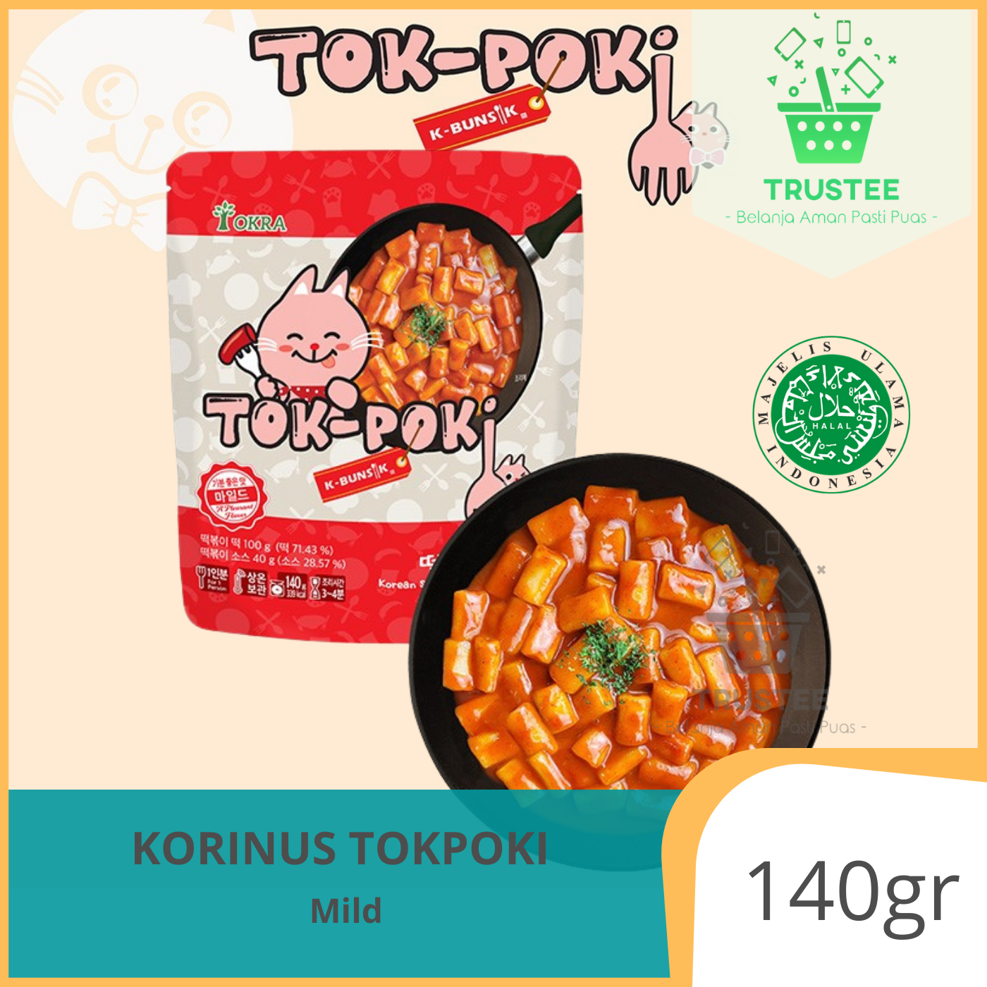 K-Bunsik Tokpoki MILD/ Tteokbokki Tok-poki Toppoki Korinus kue beras ...
