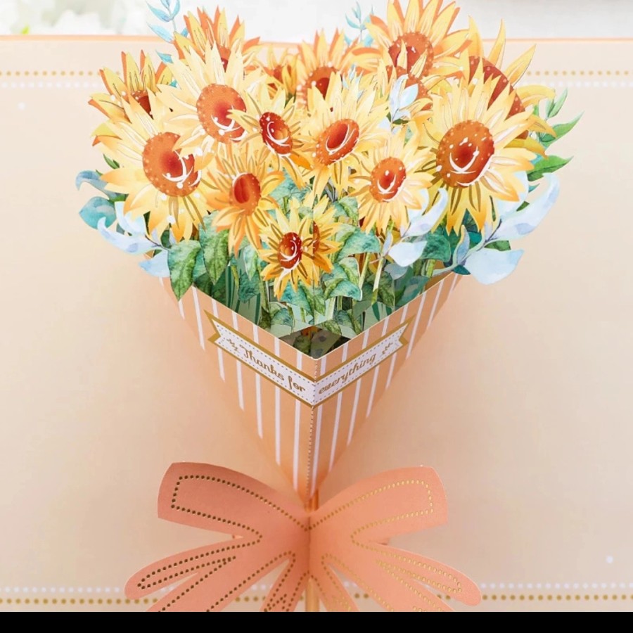 kartu pop up kartu 3d kartu ucapan buket bunga hadiah unik WARNA ORANGE ...
