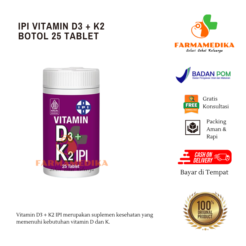 IPI VITAMIN D3 + K2 BOTOL 25 TABLET | Lazada Indonesia