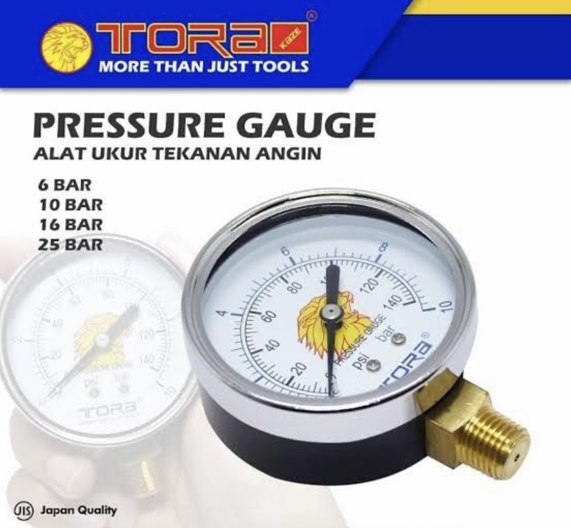Alat Ukur Meteran Angin Kompresor - Tora Pressure Gauge 6/10/16/25 Bar ...