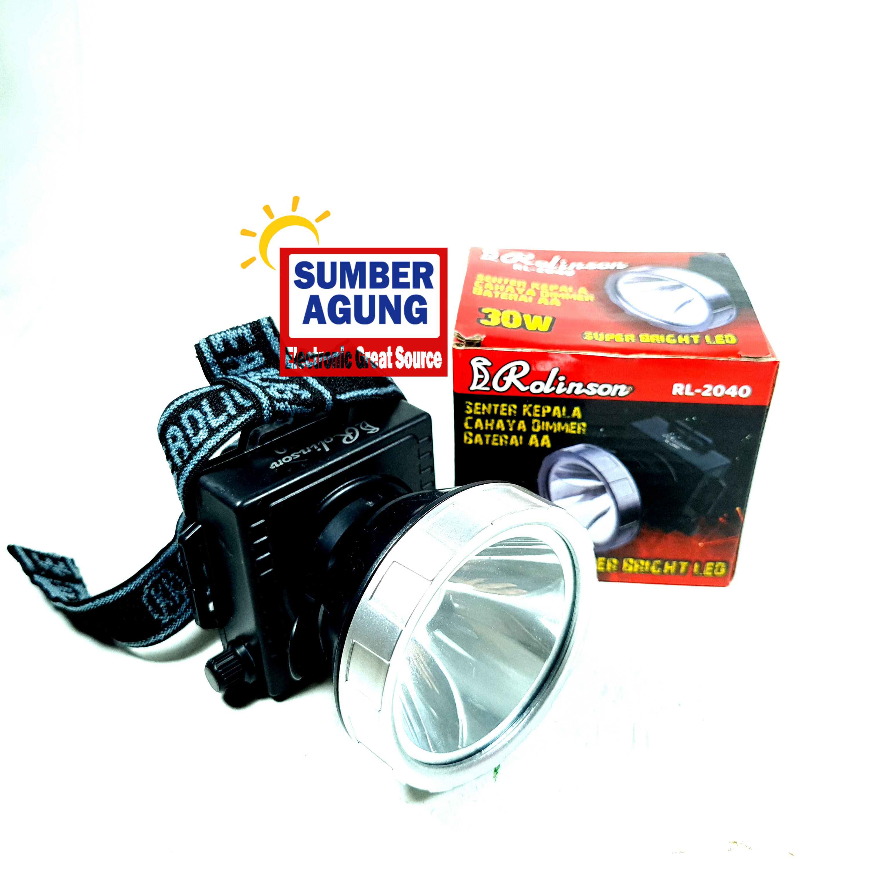 Rolinson RL2040 Senter Kepala Cahaya Dimmer Baterai AA Batre 30W 30 ...