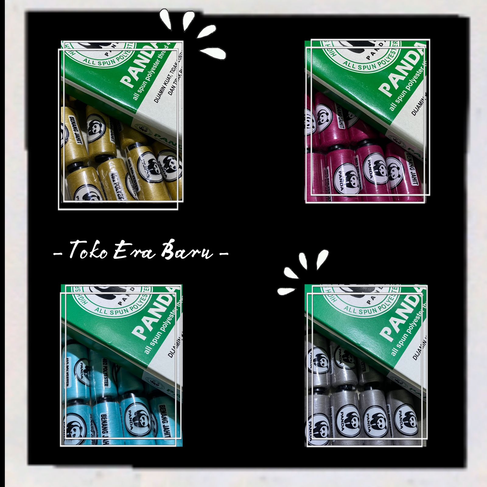 BENANG JAHIT POLYESTER 500 YARD MERK PANDA ISI 12 PCS | Lazada Indonesia
