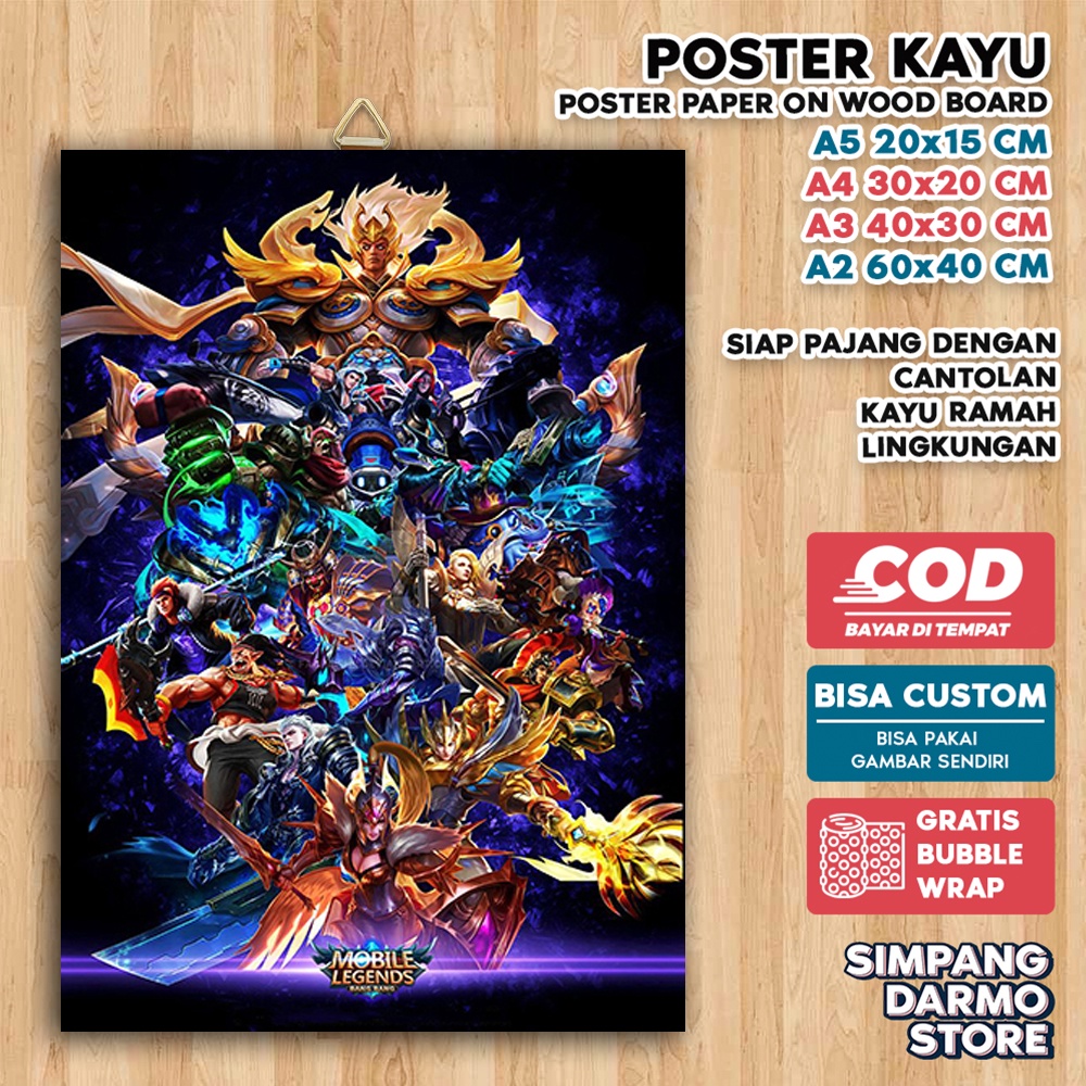Poster Kayu Mobile Legend Bang Bang Hiasan Dinding Tema Game Gaming ...
