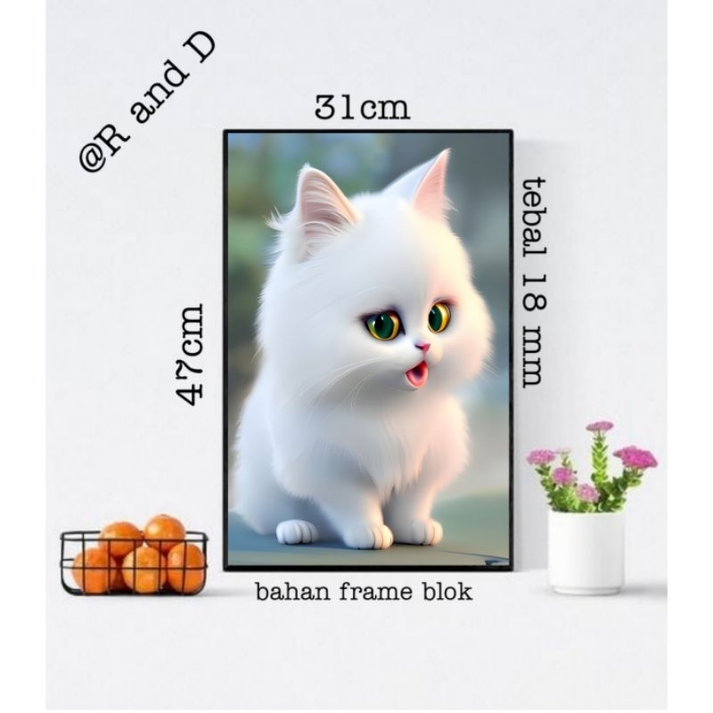 Hiasan dinding gambar kucing ukuran 47x31 dekorasi cetak foto poster ...