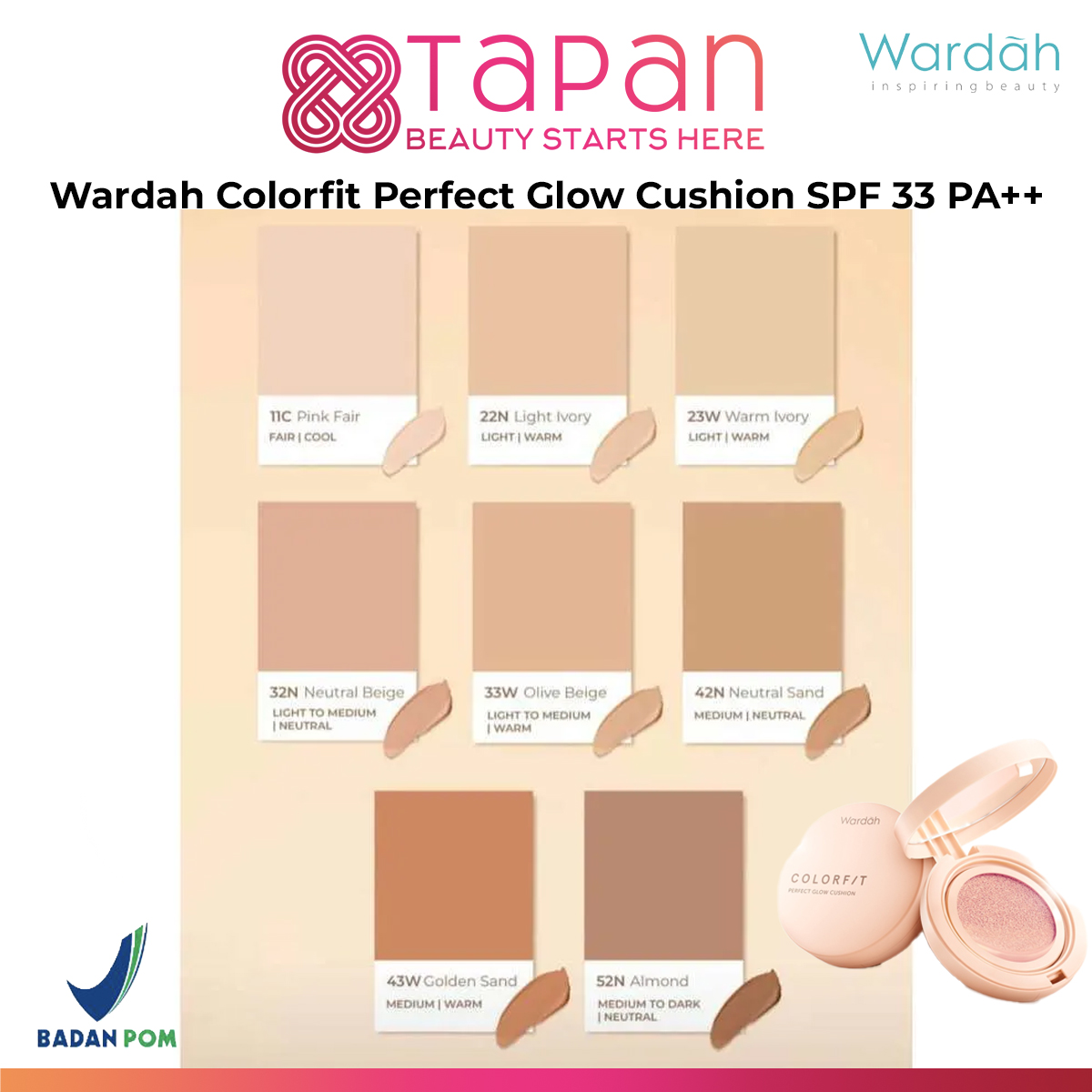 Wardah Colorfit Perfect Glow Cushion SPF 33 PA++ | Lazada Indonesia